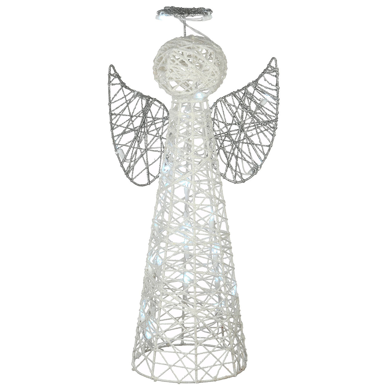 24" Pre-Lit White & Silver Angel Cone Christmas Tree | Christmas Central