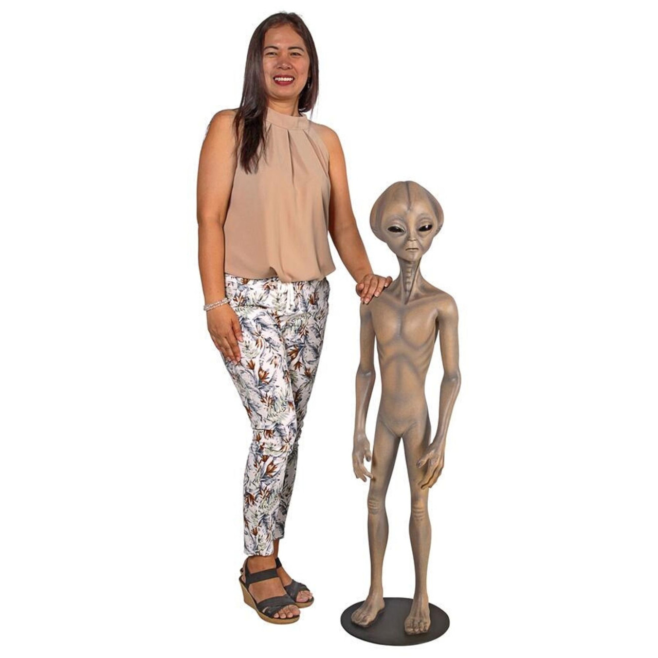 48" Beige & Gray Area 51 Extraterrestrial Alien Outdoor Garden Statue ...