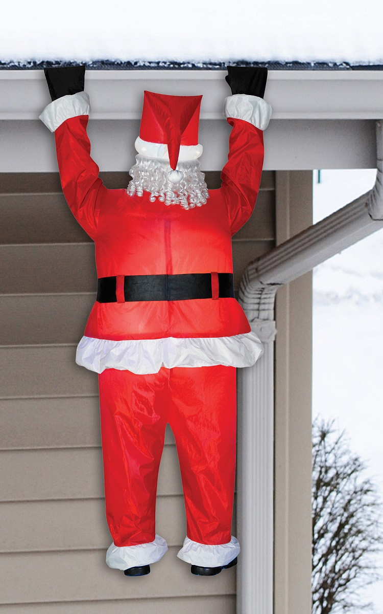 78" Red & White Inflatable Hanging Santa Outdoor Christmas Decor ...