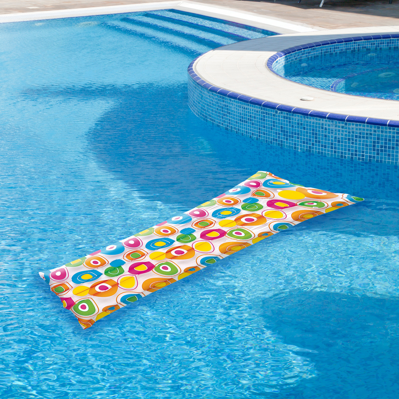 6' Colorful Circles Inflatable Swimming Pool Float | Christmas Central