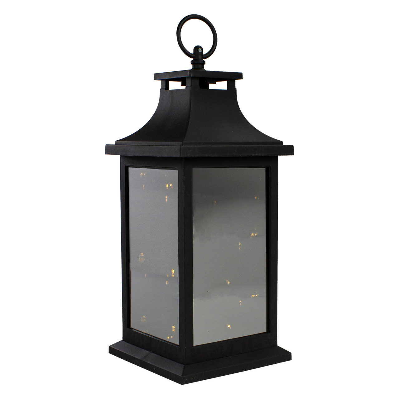 LED Lighted Flickering Lantern - 12" - Warm White Lights - Black ...
