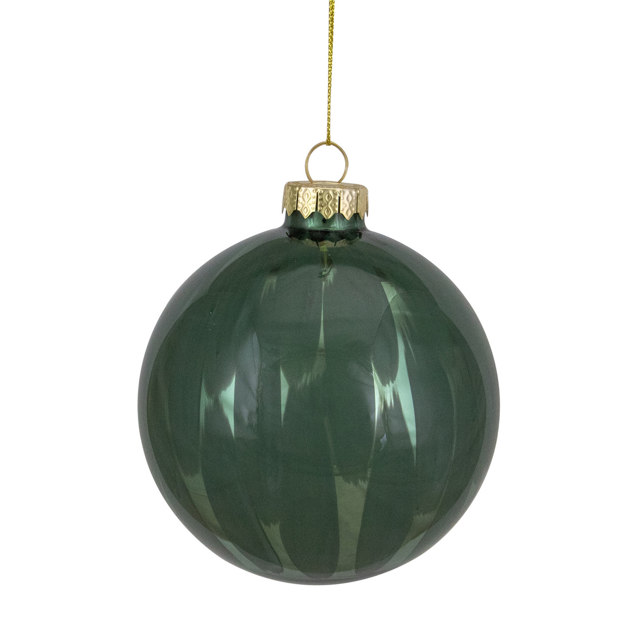 4" Shiny Green Glass Christmas Ball Ornament | Christmas Central