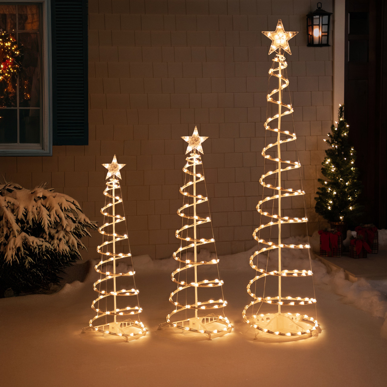 Set of 3 Clear Lighted Spiral Christmas Trees - 3', 4', & 6 ...