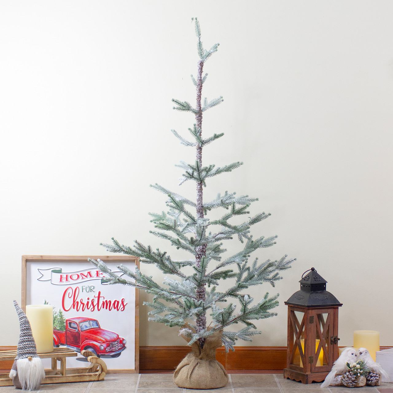 4' Snow Covered Frosted Pine Artificial Christmas Tree with Jute Base ...