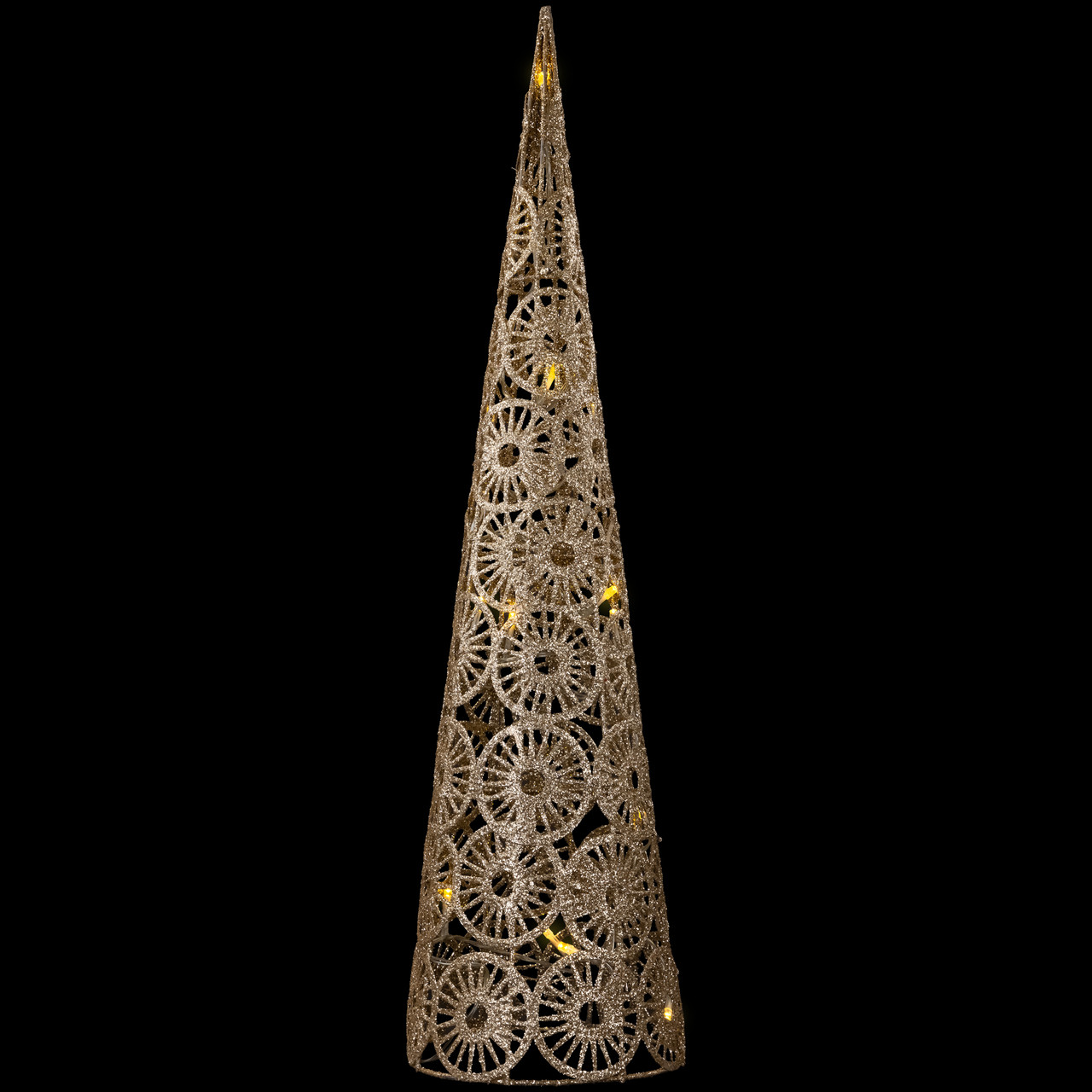 LED Lighted Glittered Sunburst Christmas Cone Tree - 15.5" - Warm White ...