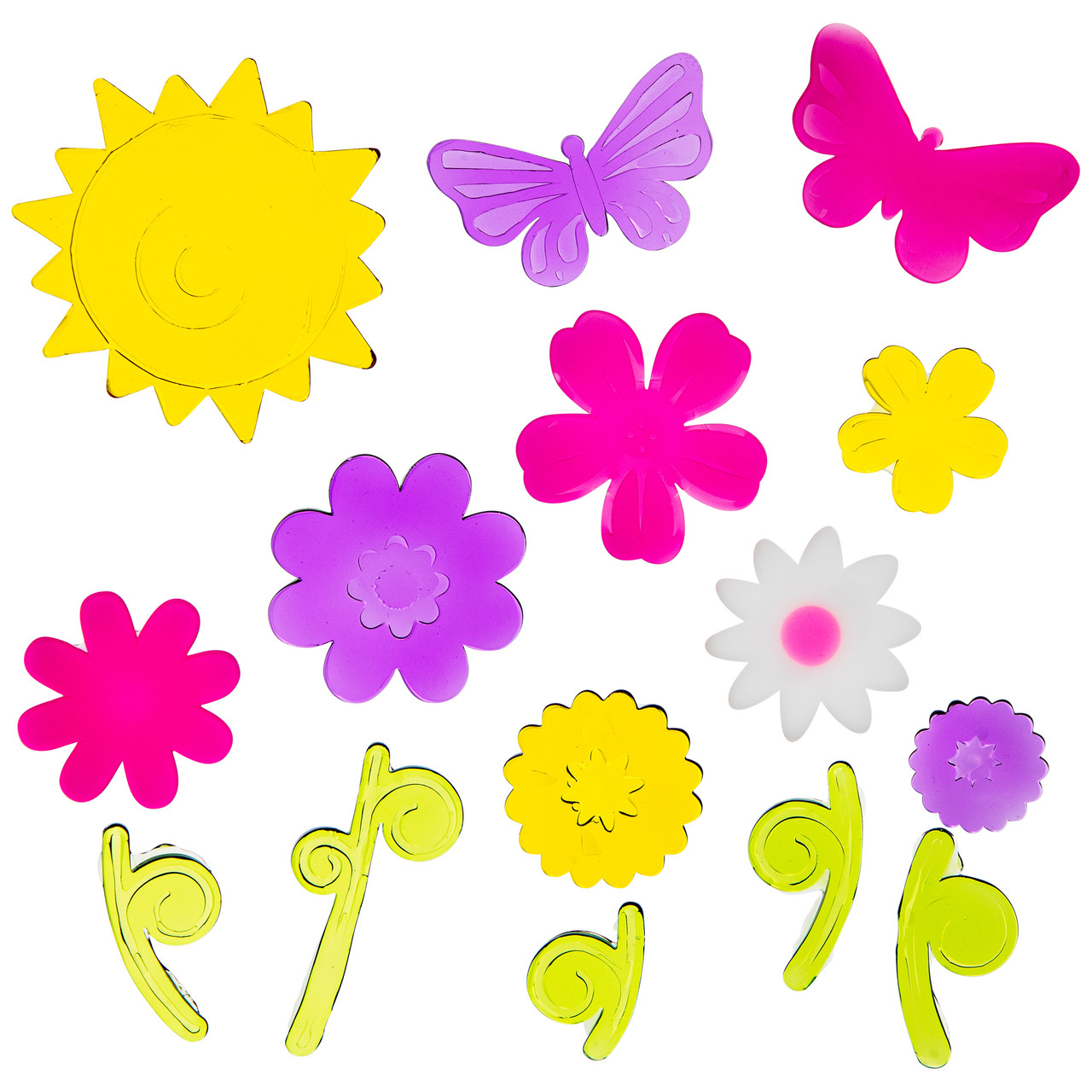 14-Piece Pink & Purple Flowers Spring Gel Window Clings | Christmas Central