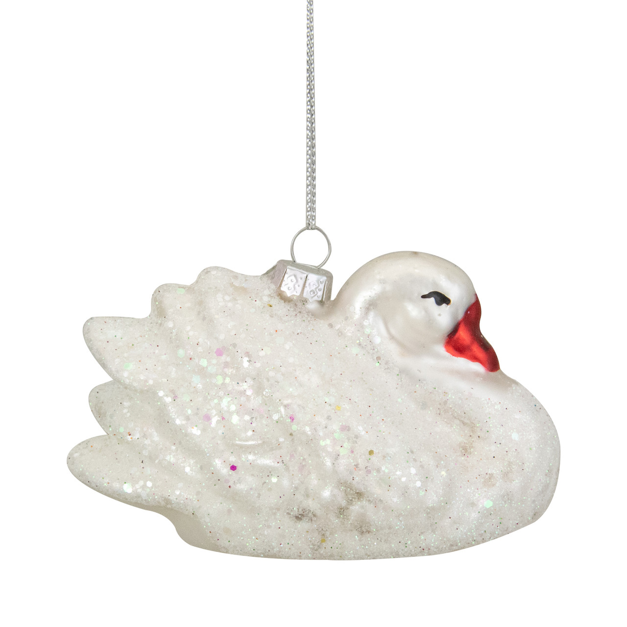 3.75" White Iridescent Glass Swan Christmas Ornament | Christmas Central