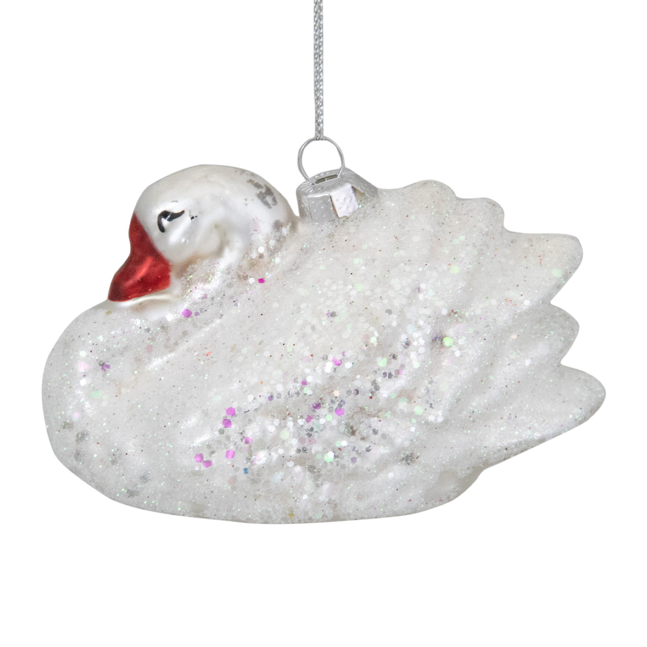 3.75" White Iridescent Glass Swan Christmas Ornament | Christmas Central