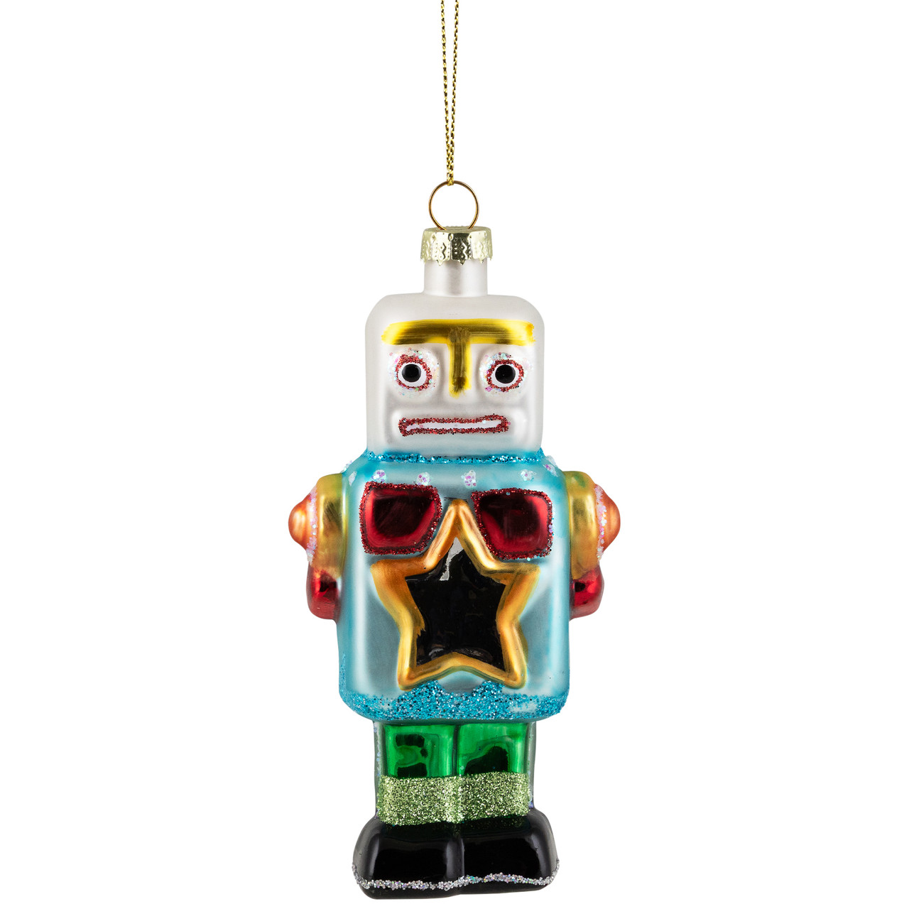 4.75" Multi-Colored Glass Robot Christmas Ornament | Christmas Central
