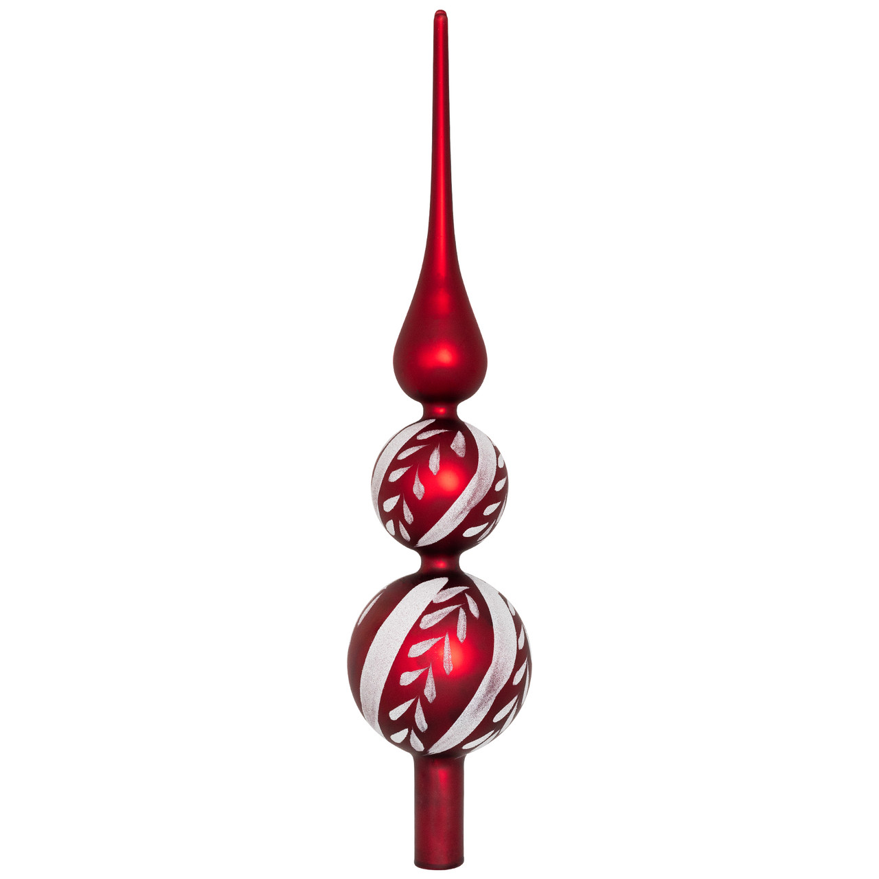 14.75" Red & White Glass Finial Christmas Tree Topper | Christmas Central