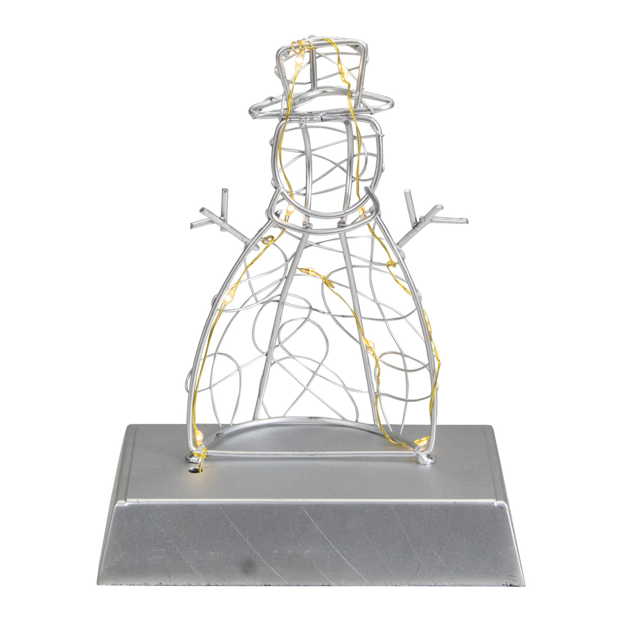 8 Led Lighted Silver Wired Snowman Christmas Stocking Holder