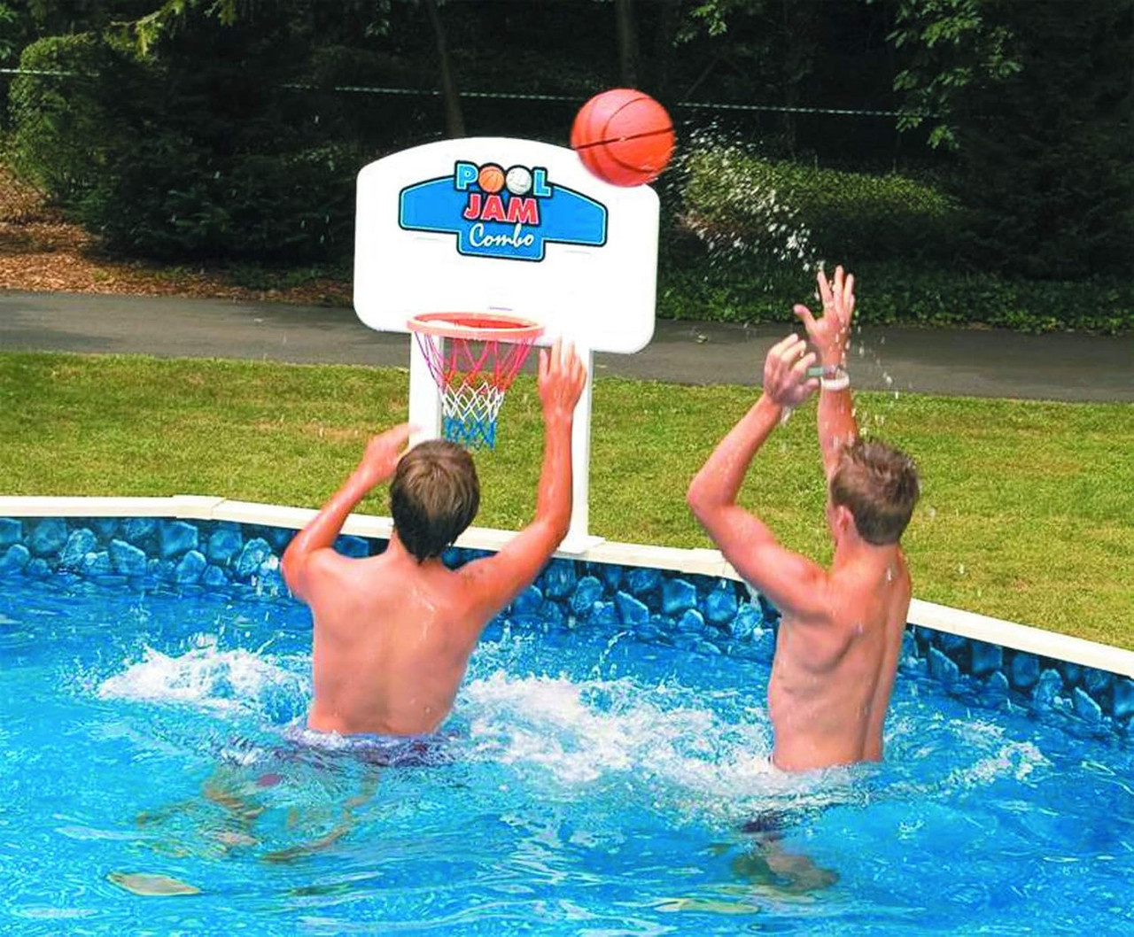 30' Pool Jam Combo Basketball & Volleyball Swimming Pool Game ...