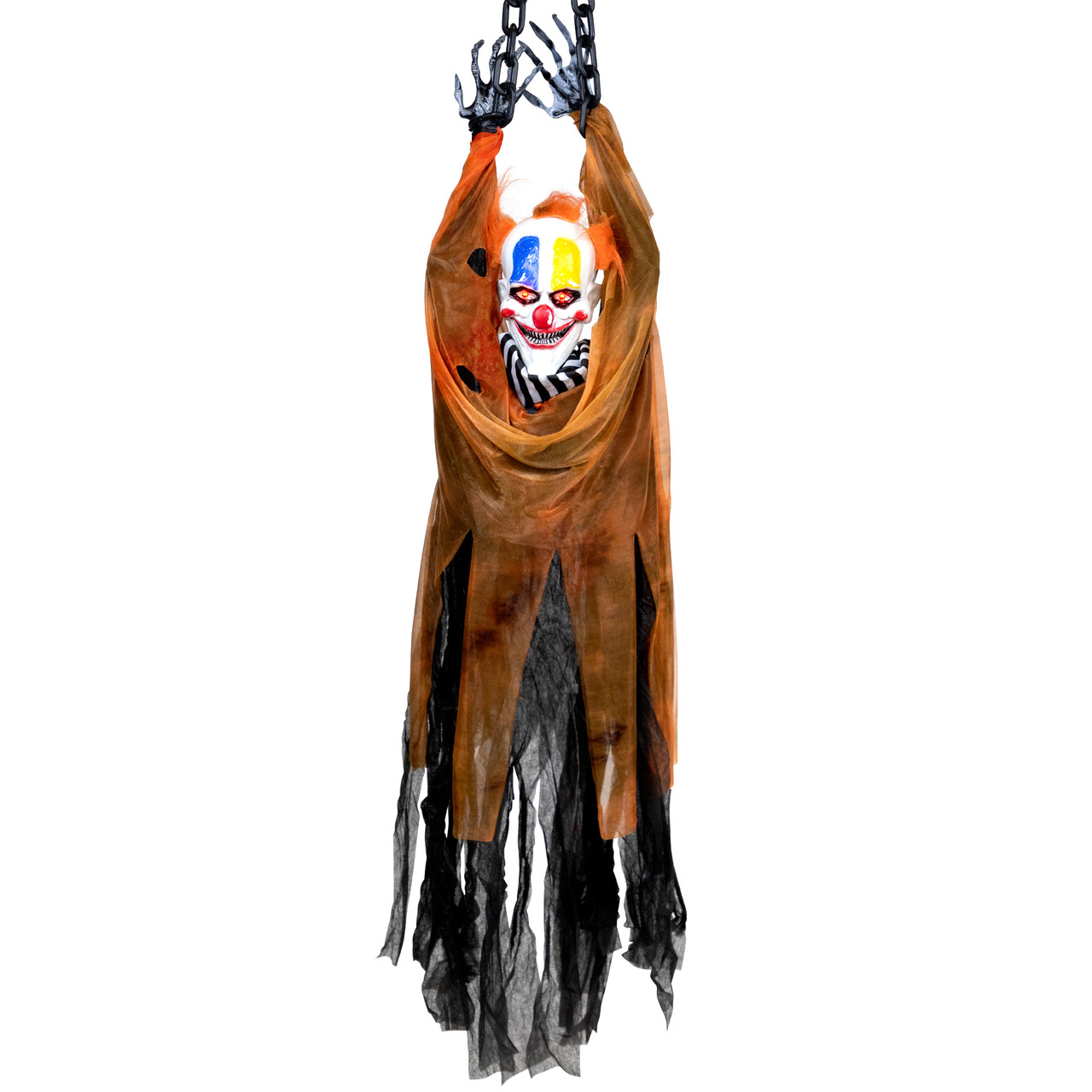 46" Animated Clown with LED Eyes Hanging Halloween Decoration ...