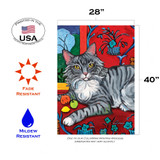 Long Haired Cat Outdoor House Flag 40' x 28" | Christmas Central