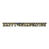 Pack of 12 Black & Gold “HAPPY GRADUATION” streamer 5’ | Christmas Central