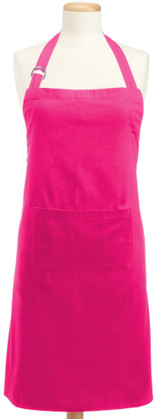 32” Neon Pink Solid Pattern Indoor Adjustable Chef’s Apron with Pocket ...