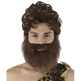 Set of Two Brown Caveman Beard & Wig Halloween Costume Accessory Set ...
