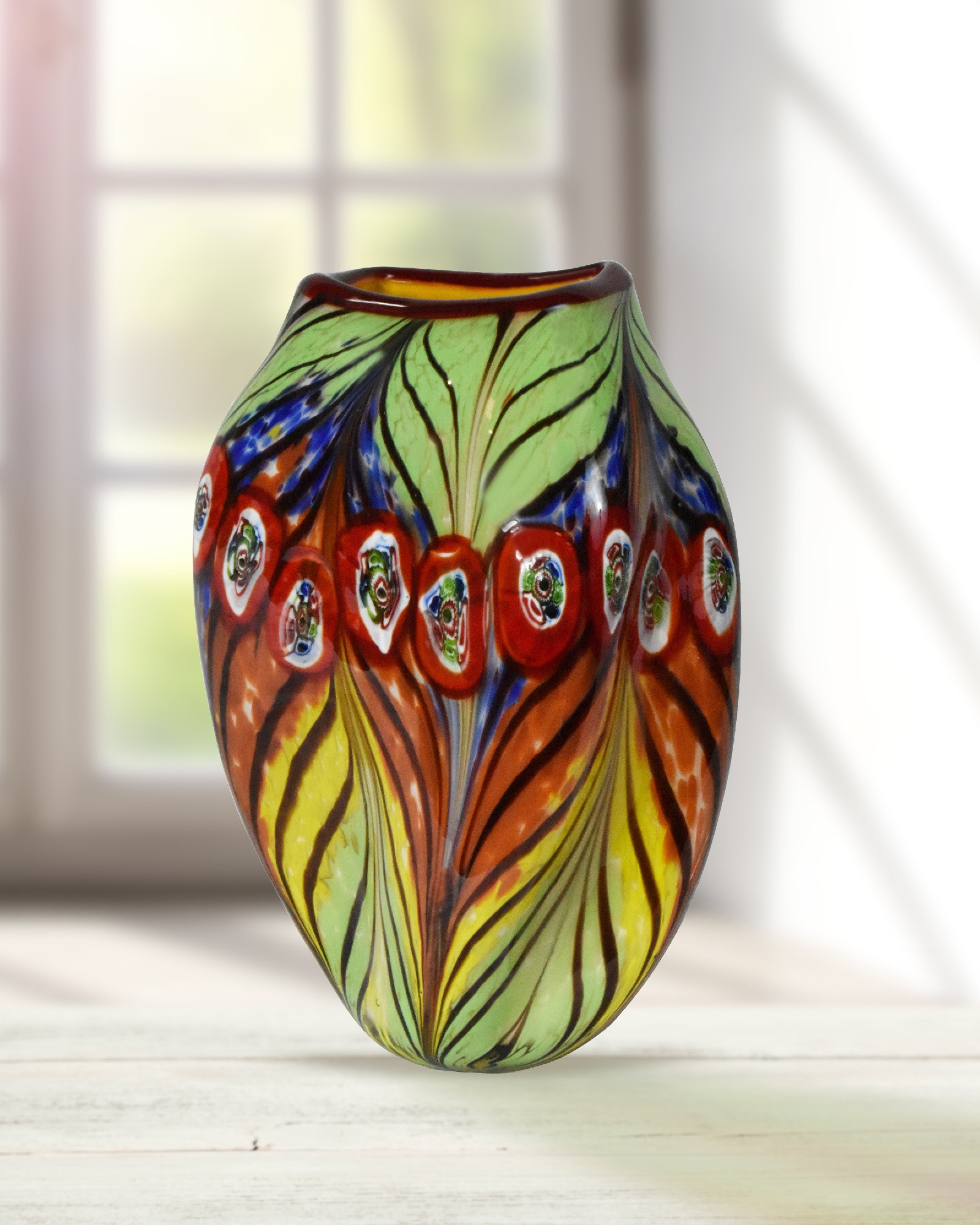 12" Abstract Art Style Glass Vase | Christmas Central