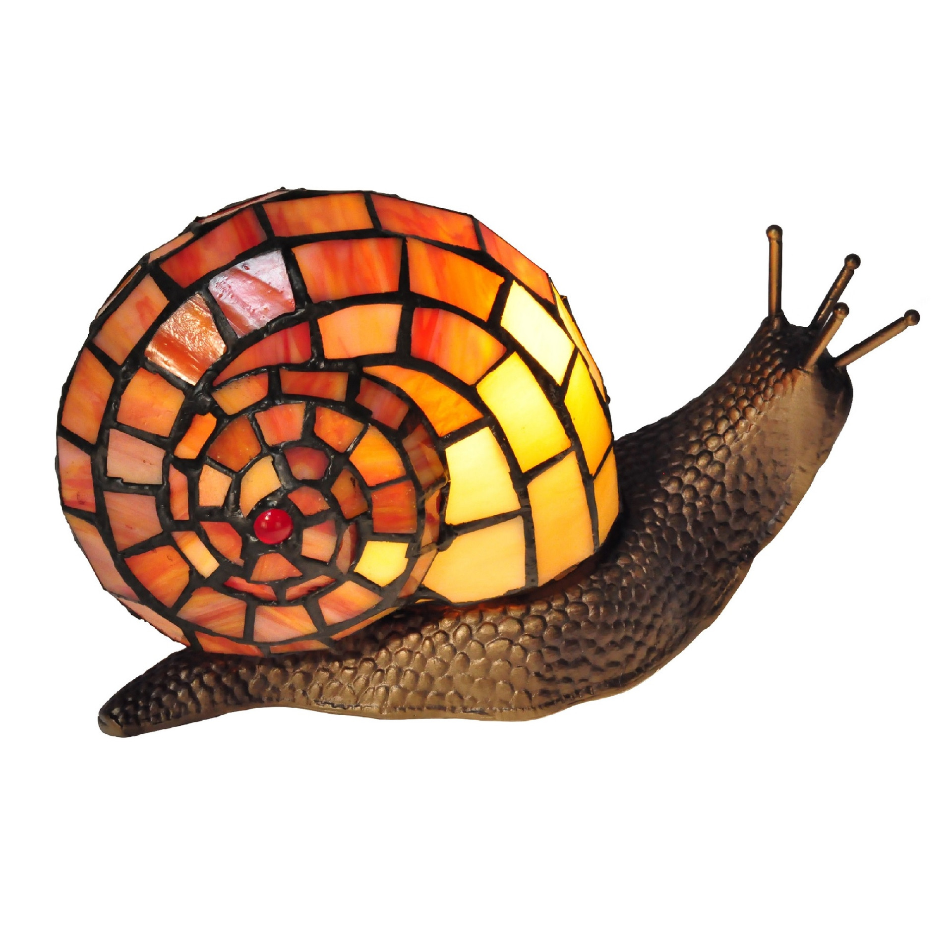 5.75" Vibrantly Colored Mosaic Pattern Snail Shape Accent Lamp ...
