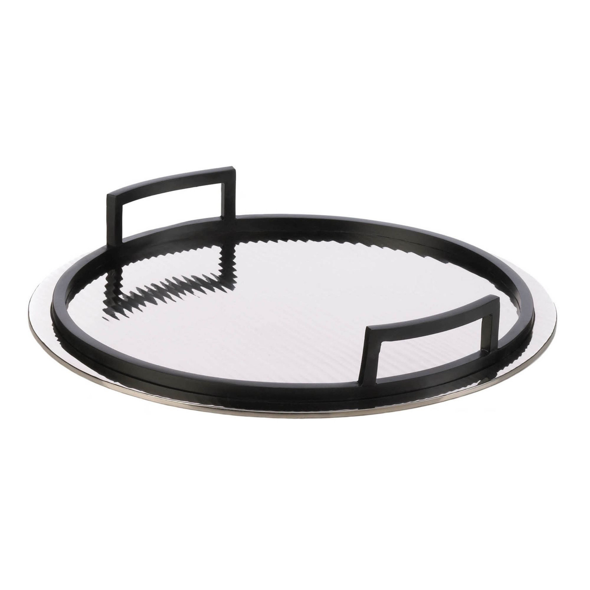 14" Black Minimalist Ceramic Serving Tray | Christmas Central