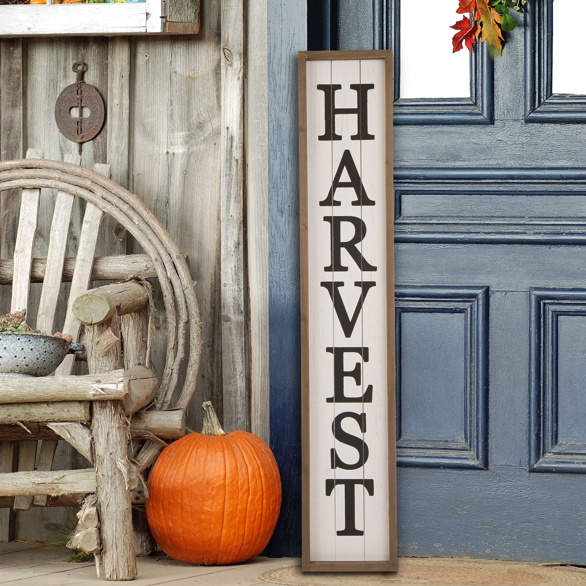 41.5" Black & White 'Harvest' Thanksgiving Wall Sign | Christmas Central