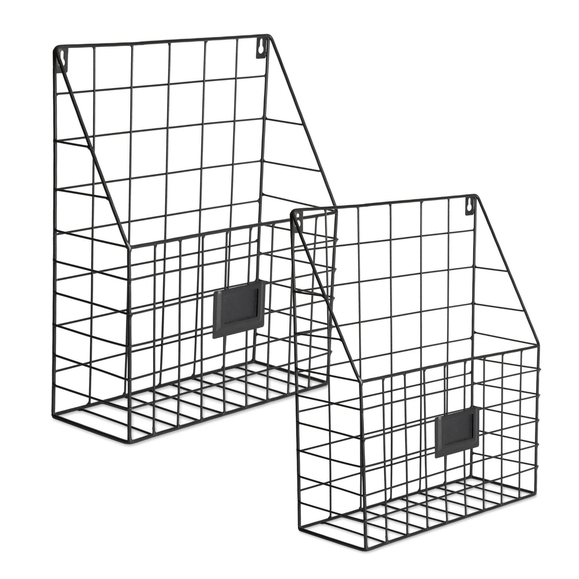 Set of 2 Black Wire Wall File Basket Storage, 45" | Christmas Central