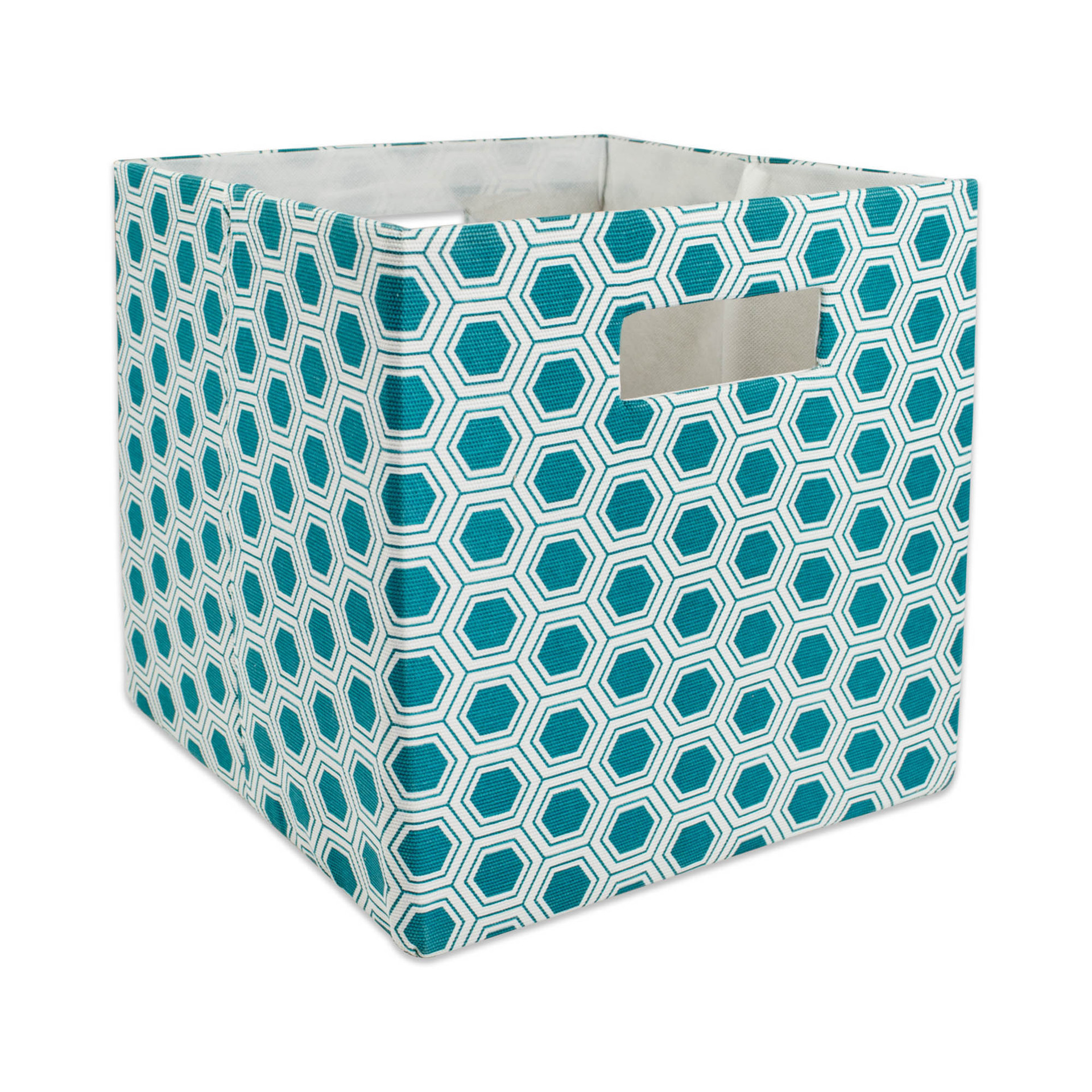 Teal Blue Cube Storage Bin with Honeycomb Design 13" | Christmas Central
