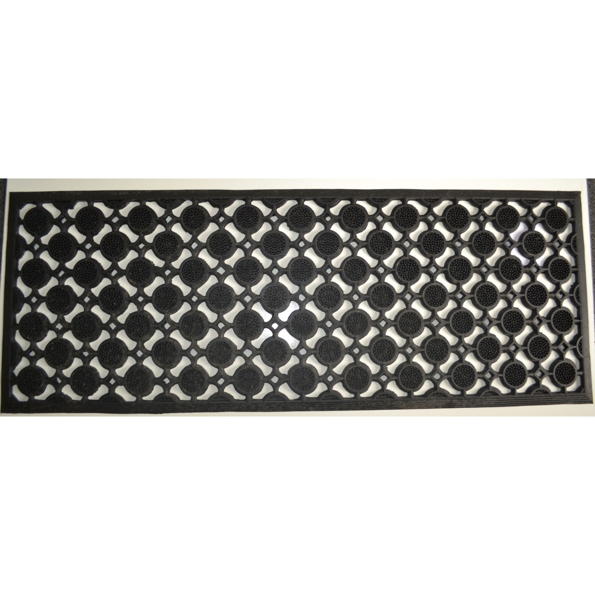 Black Rectangular Skid Free Rubber Pin Mat 47" x 18" | Christmas Central
