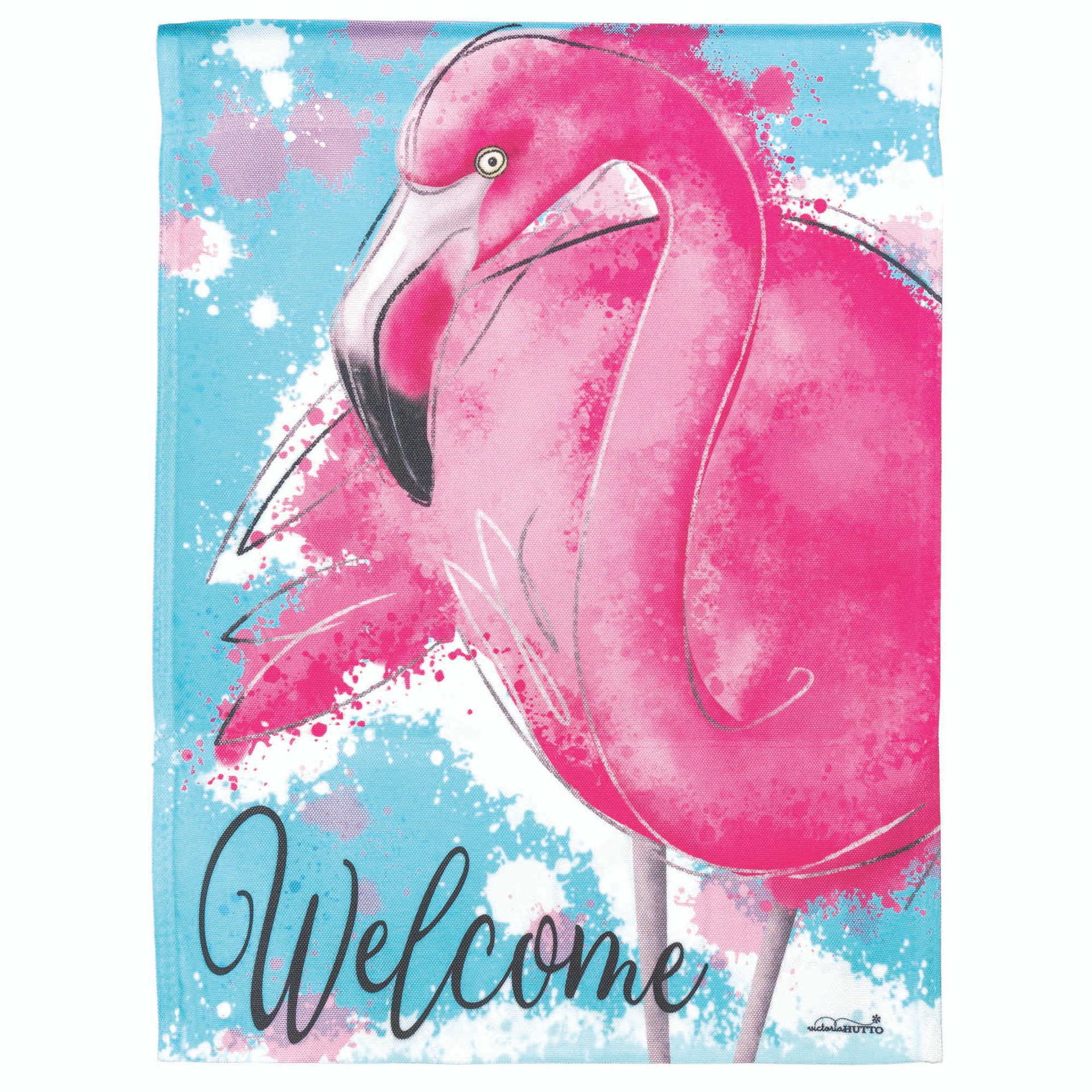 Welcome Pink Flamingo Sublimated Outdoor House Flag - 44" x 30 ...