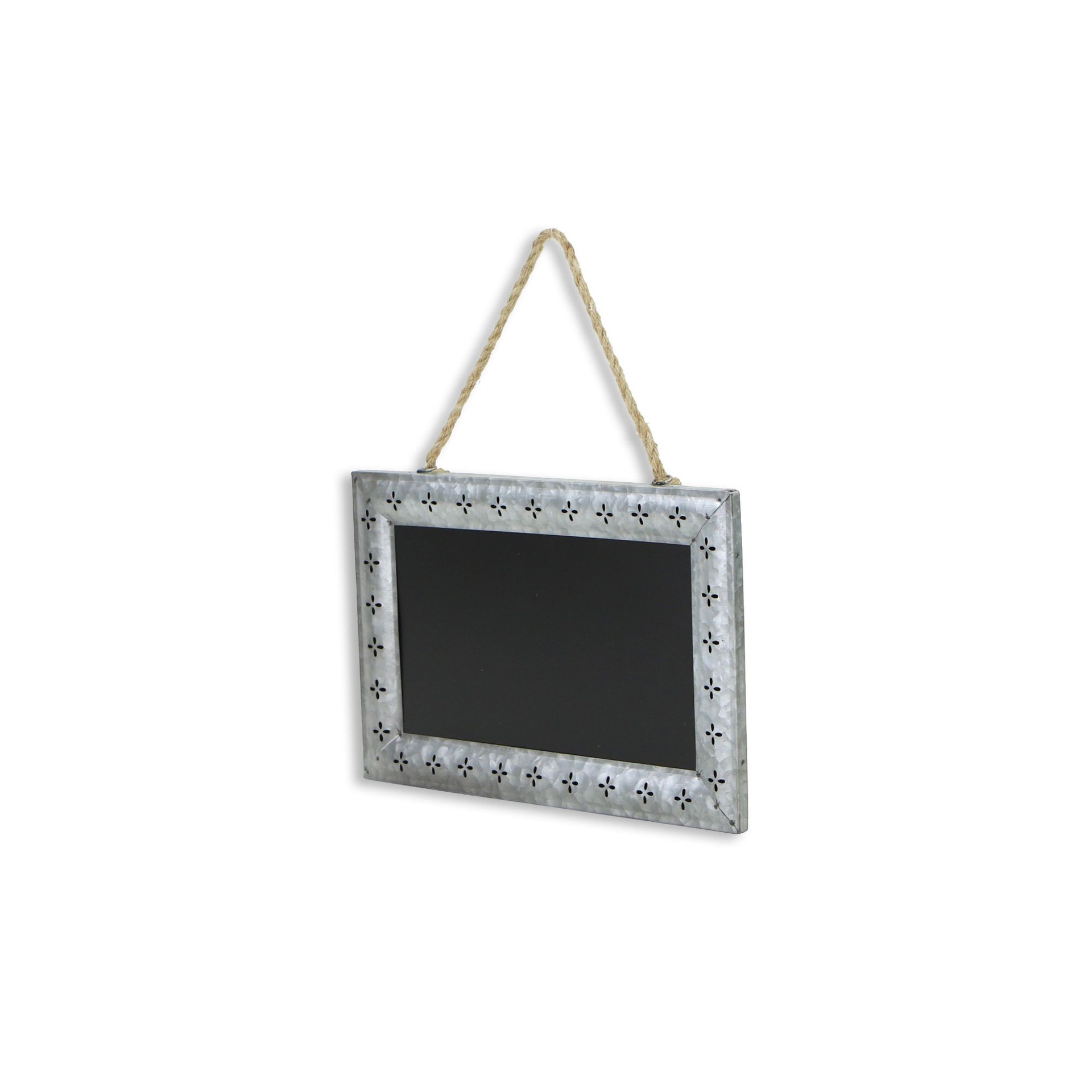 14.25" Galvanized Gray Rectangular Chalkboard with Hanging Rope ...
