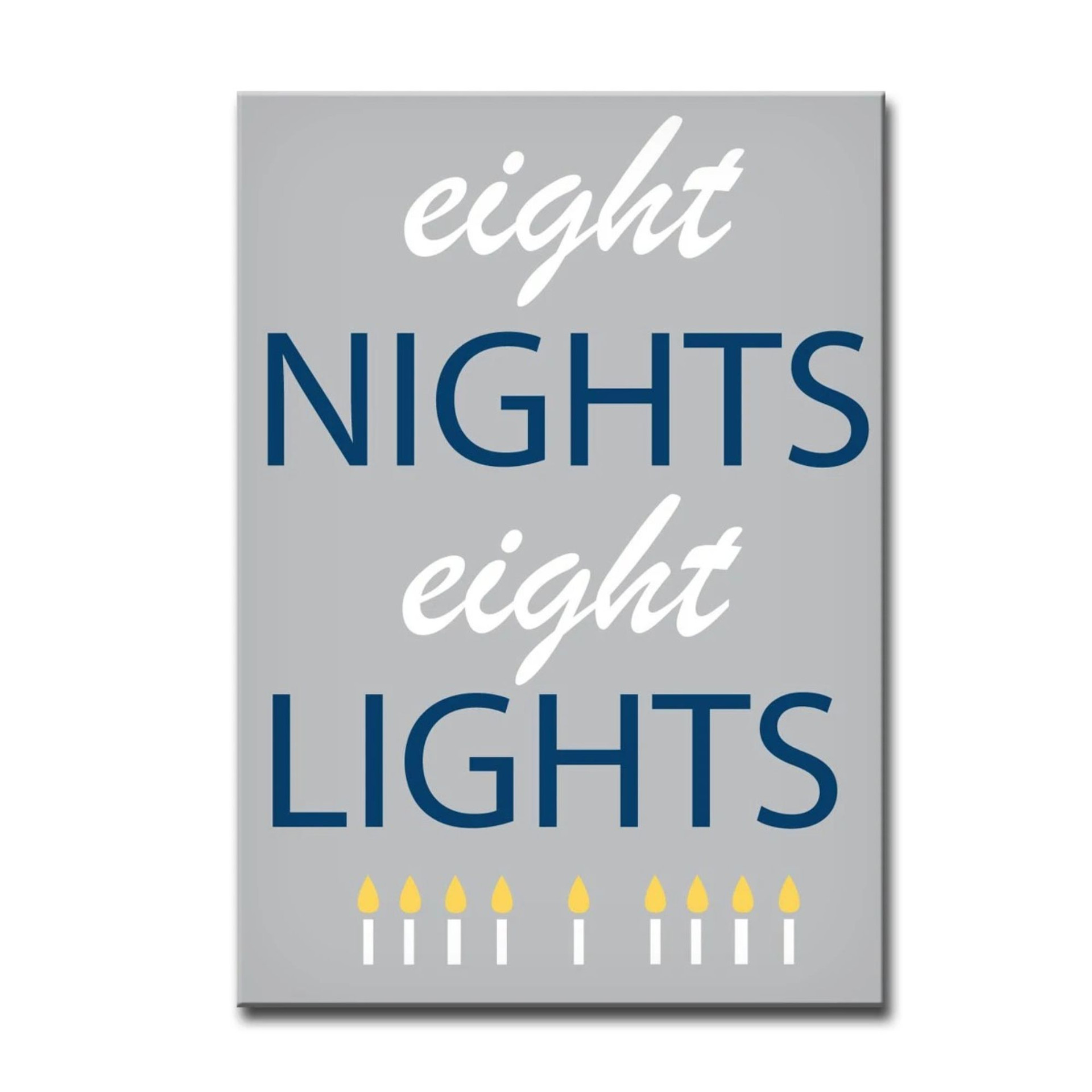Gray & Navy Blue "Eight Nights Eight Lights" Hanukkah Rectangular Wall ...