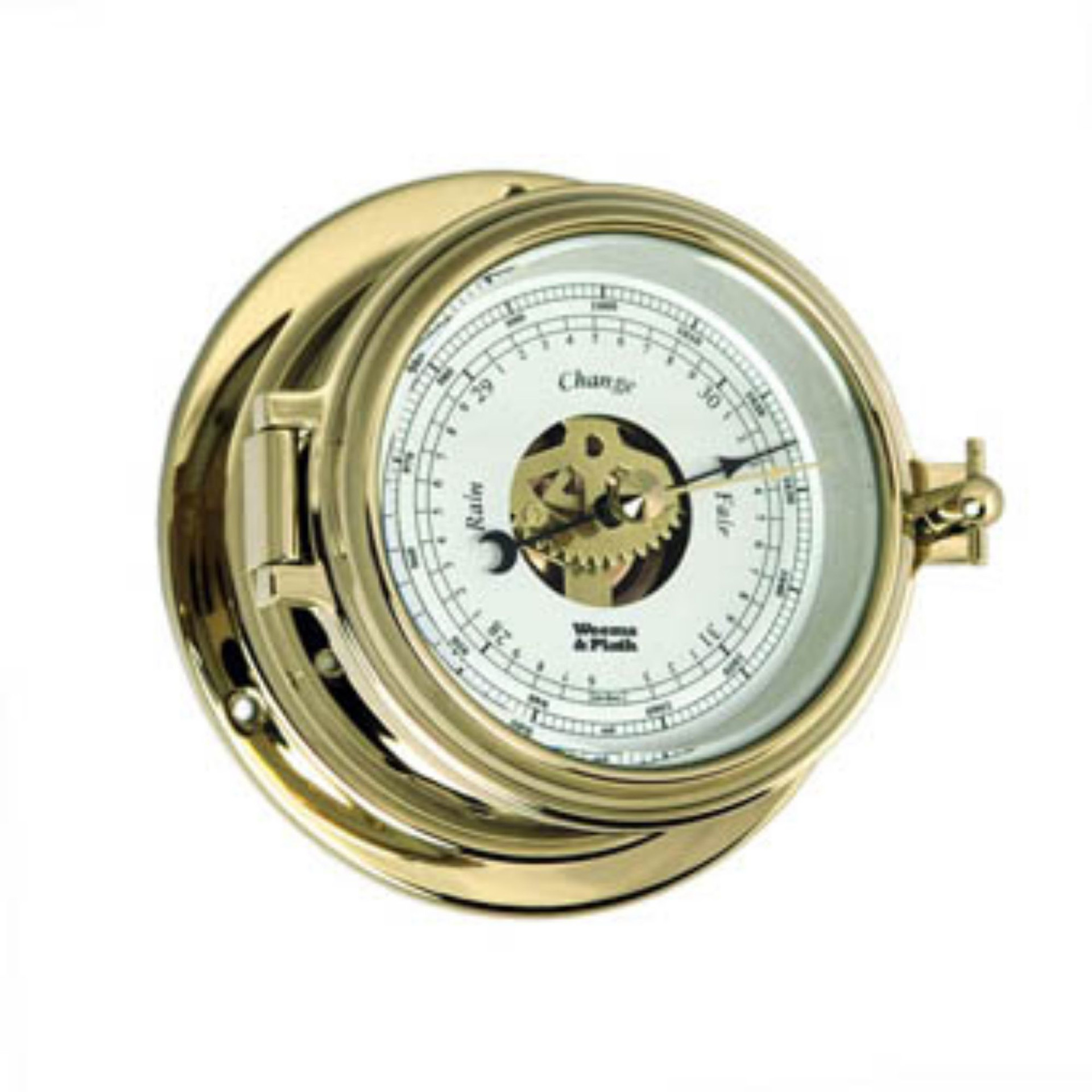 10" White & Gold Contemporary Round Open Dial Barometer | Christmas Central
