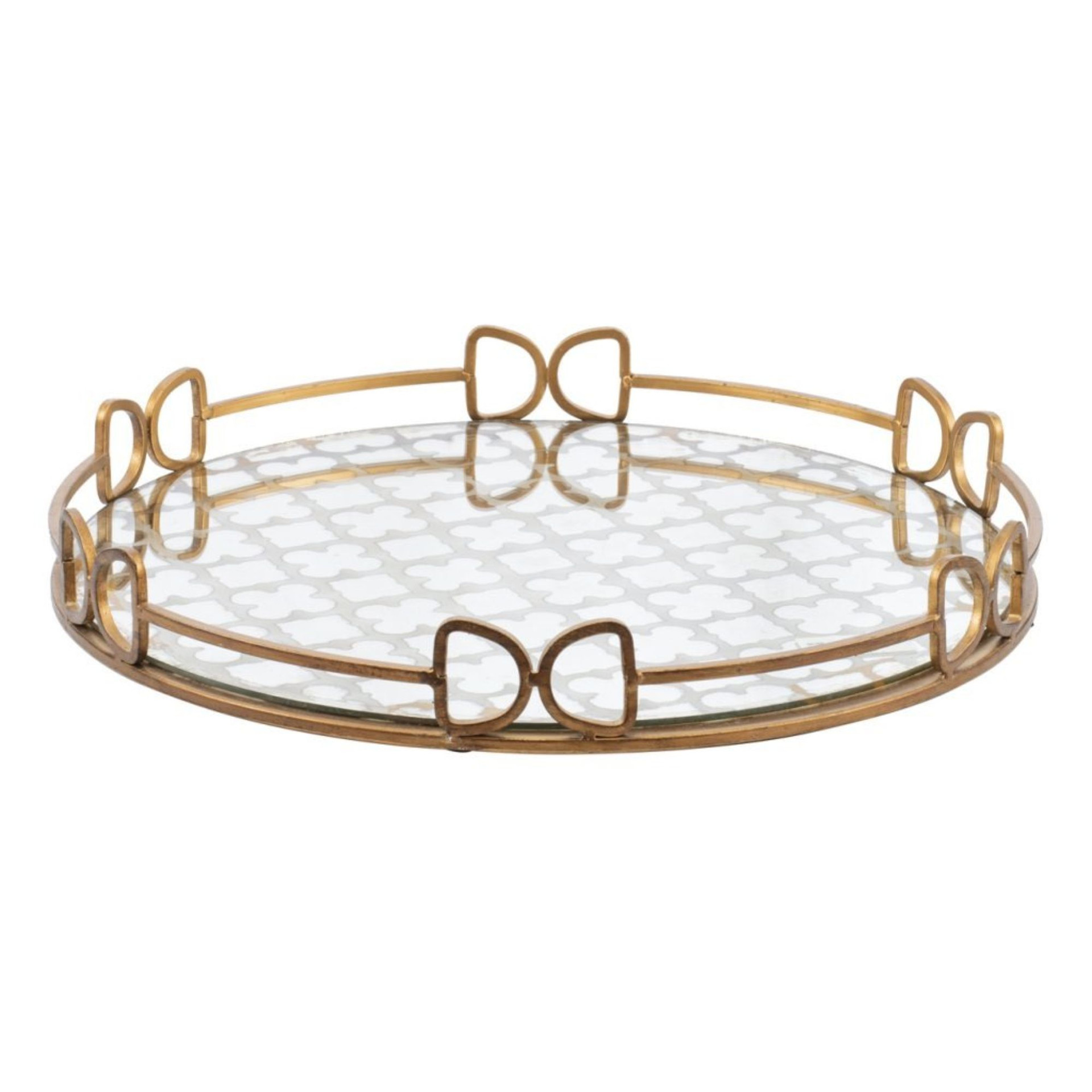 18" Gold & Clear Classic Vintage Style Large Round Tray | Christmas Central