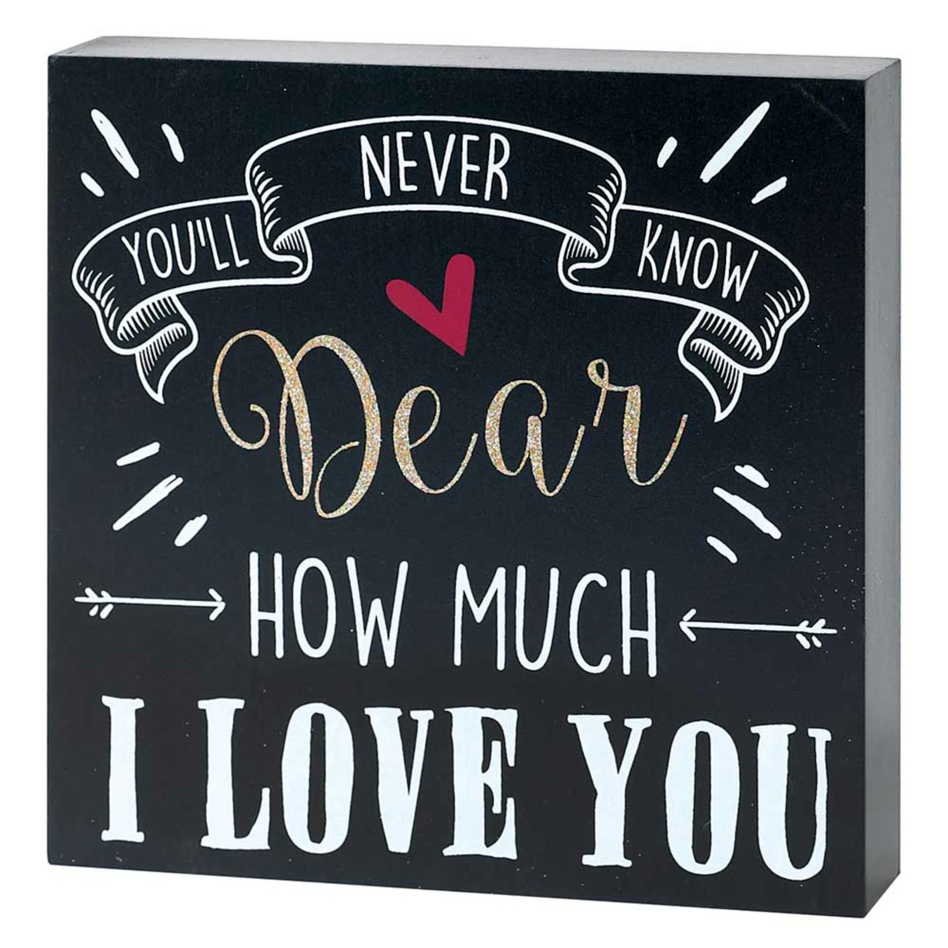 8" Black & White Rectangular Glittered Tabletop Plaque | Christmas Central
