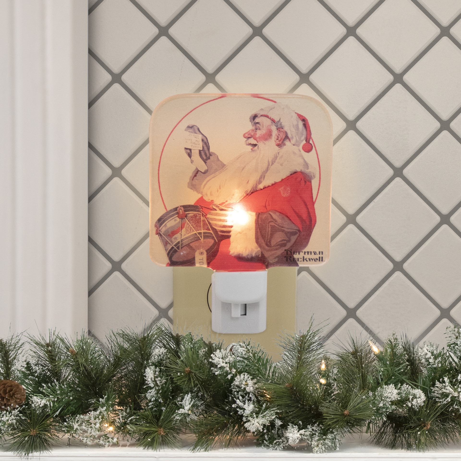 6" Norman Rockwell 'A Drum for Tommy' Glass Christmas Night Light ...