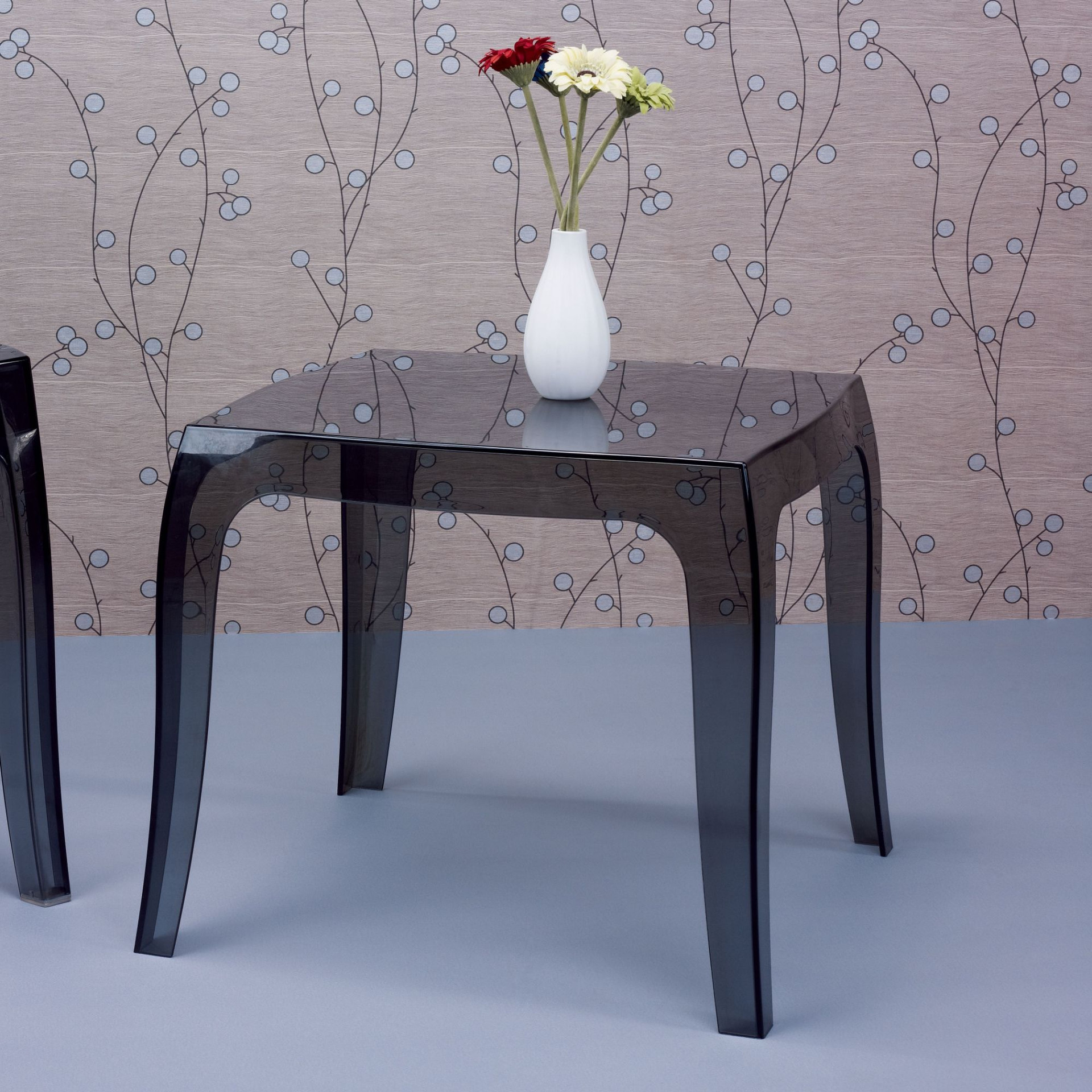 20" Black Transparent Stacking Square Outdoor Patio Side Table ...