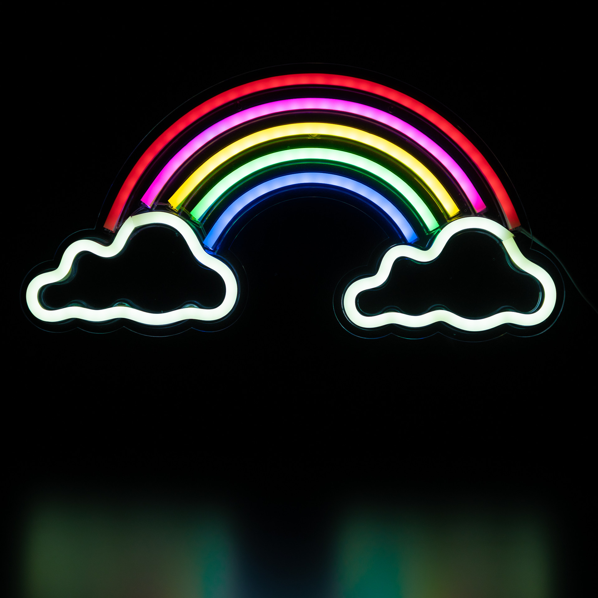 15.75" LED Neon Style Rainbow & Clouds Wall Sign | Christmas Central