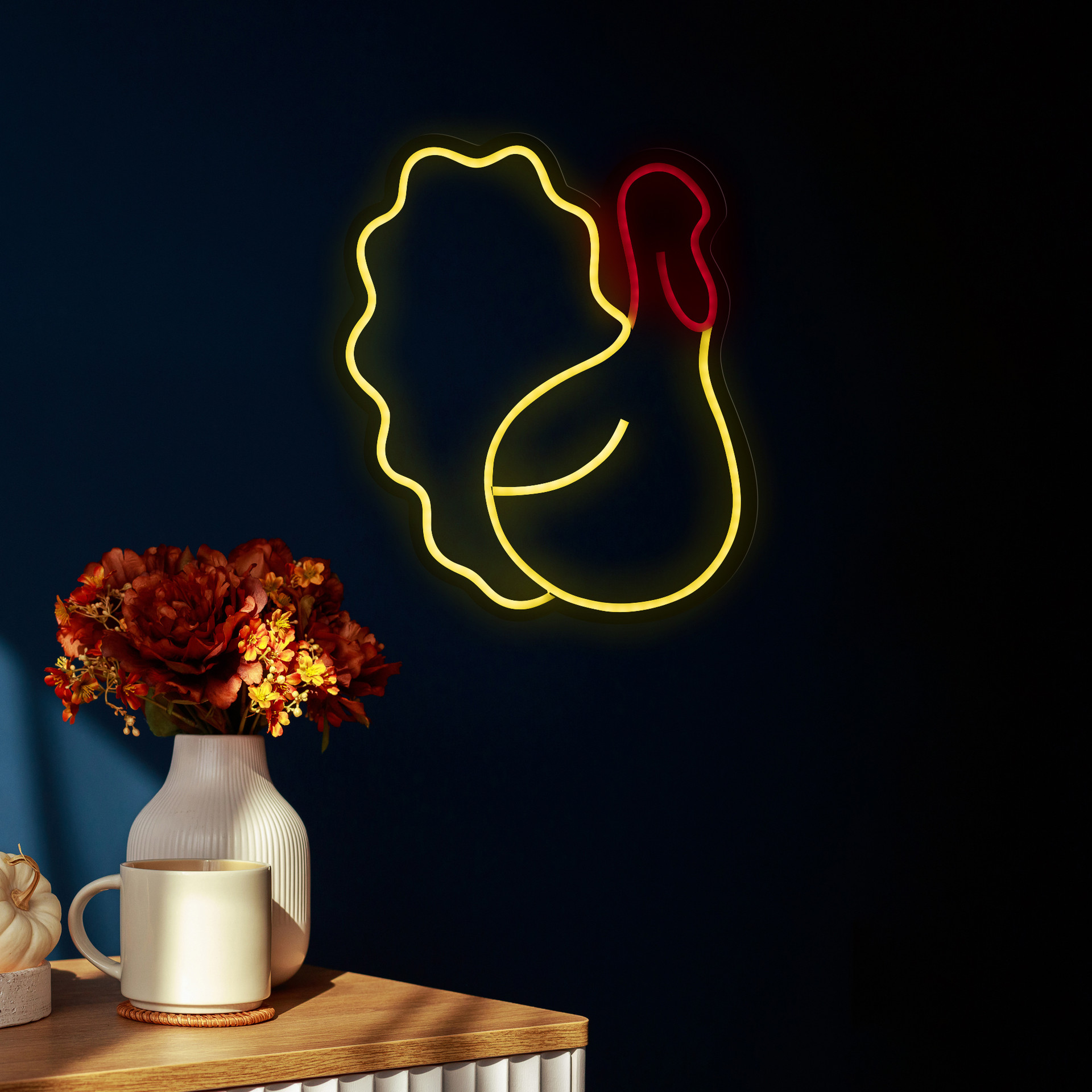 LED Turkey Neon Lighted Thanksgiving Wall or Window Decoration - 15 ...