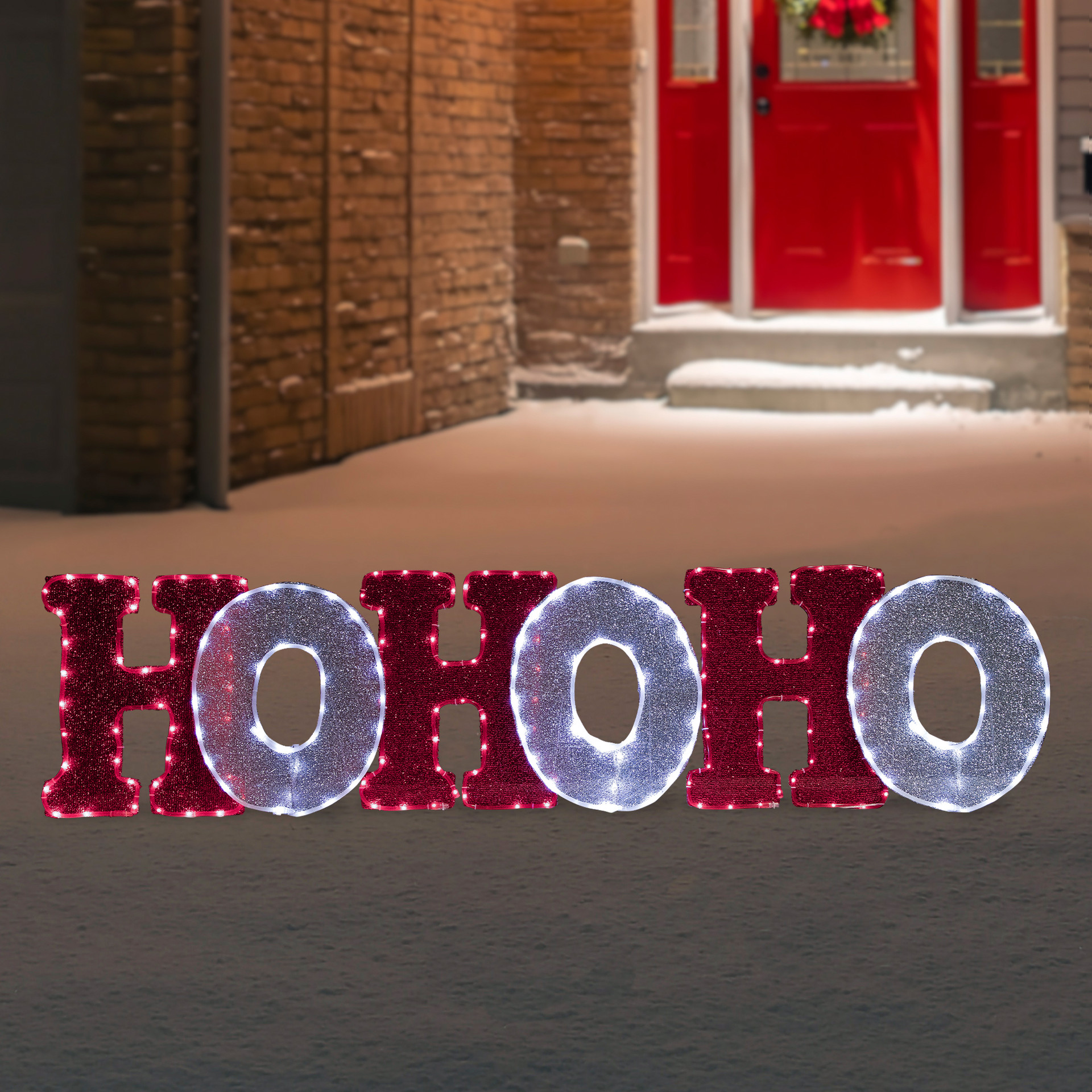 LED Lighted "Ho Ho Ho" Outdoor Christmas Decoration - 76.75" - Red ...