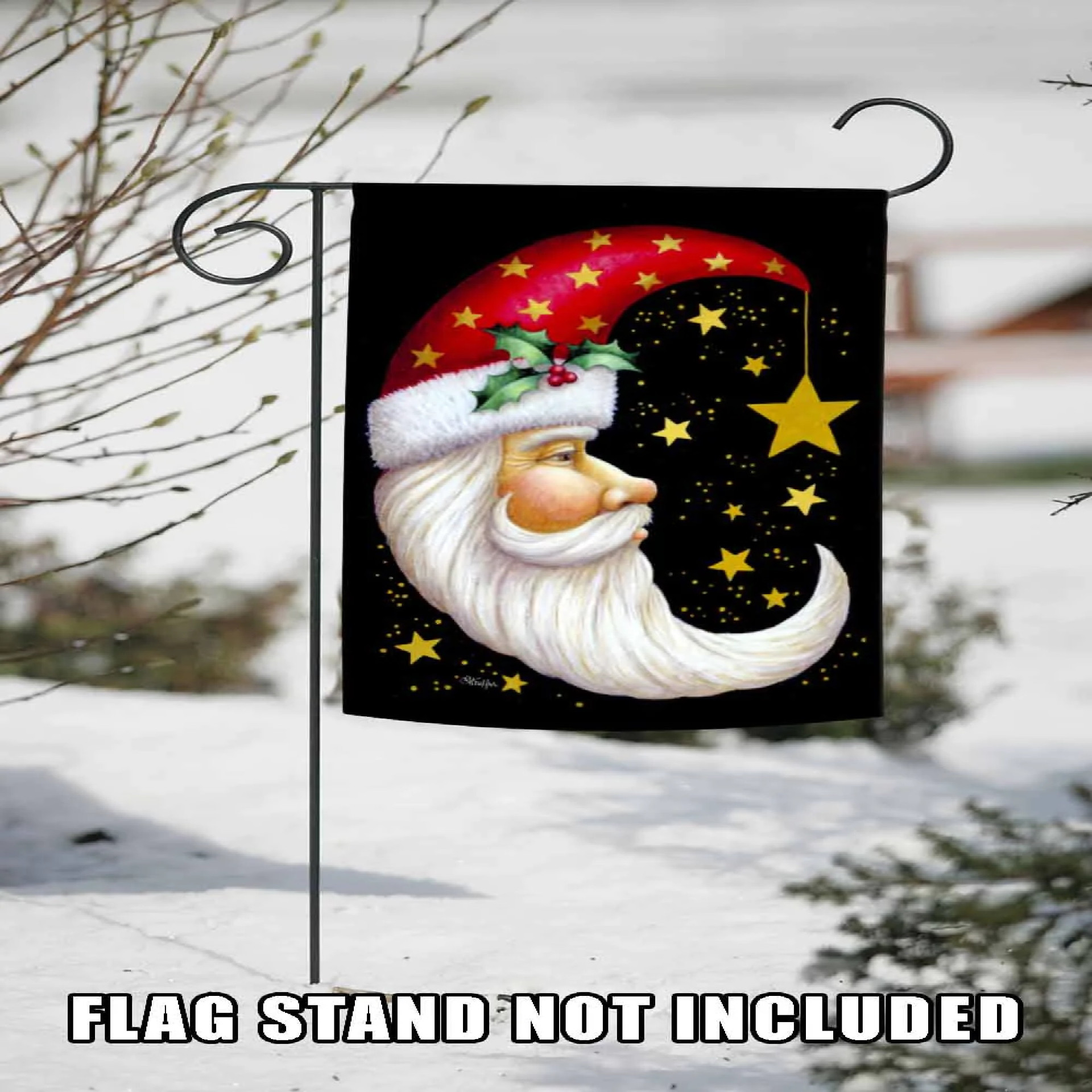 Christmas Santa Moon Outdoor Garden Flag 18" x 12.5" | Christmas Central