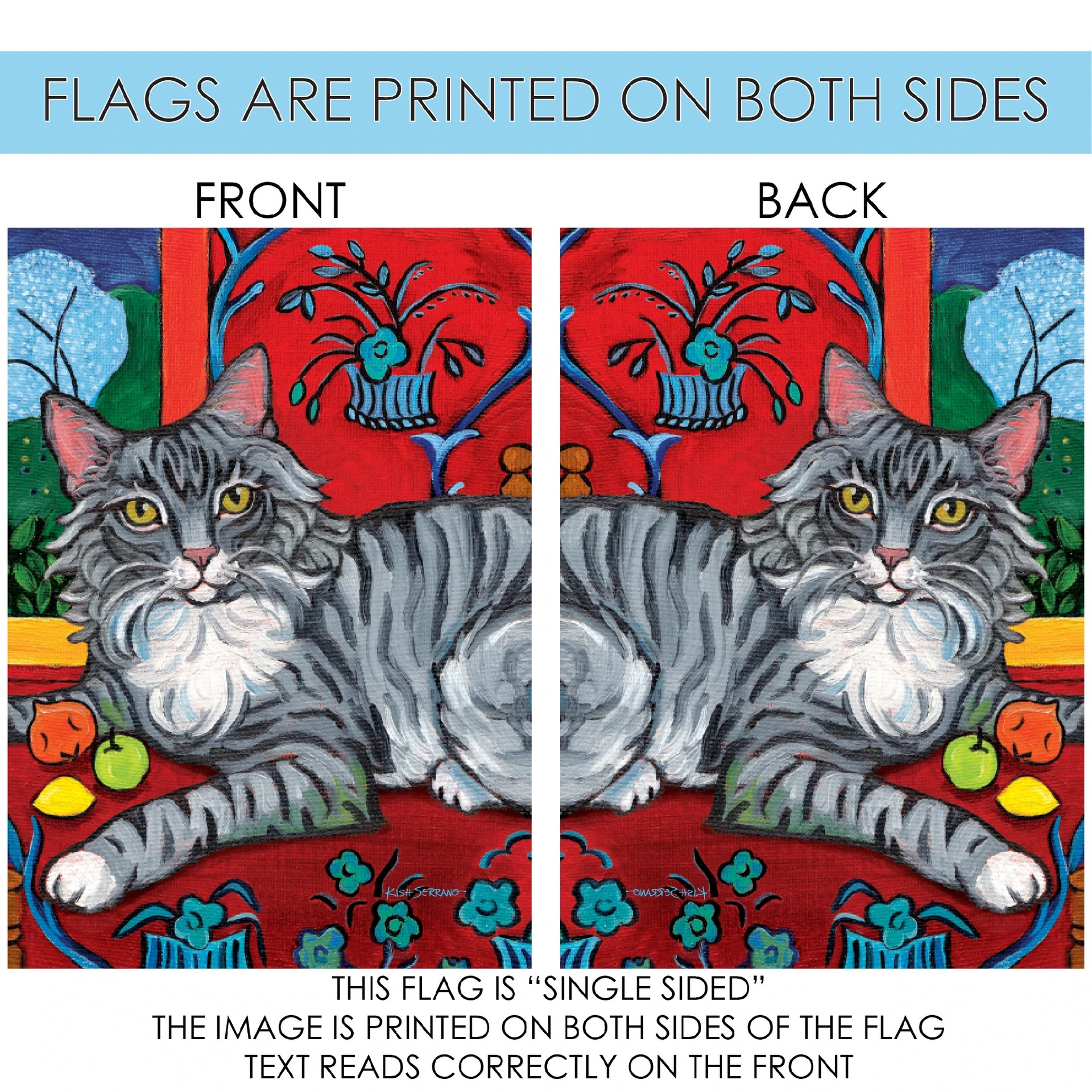 Long Haired Cat Outdoor House Flag 40' x 28" | Christmas Central