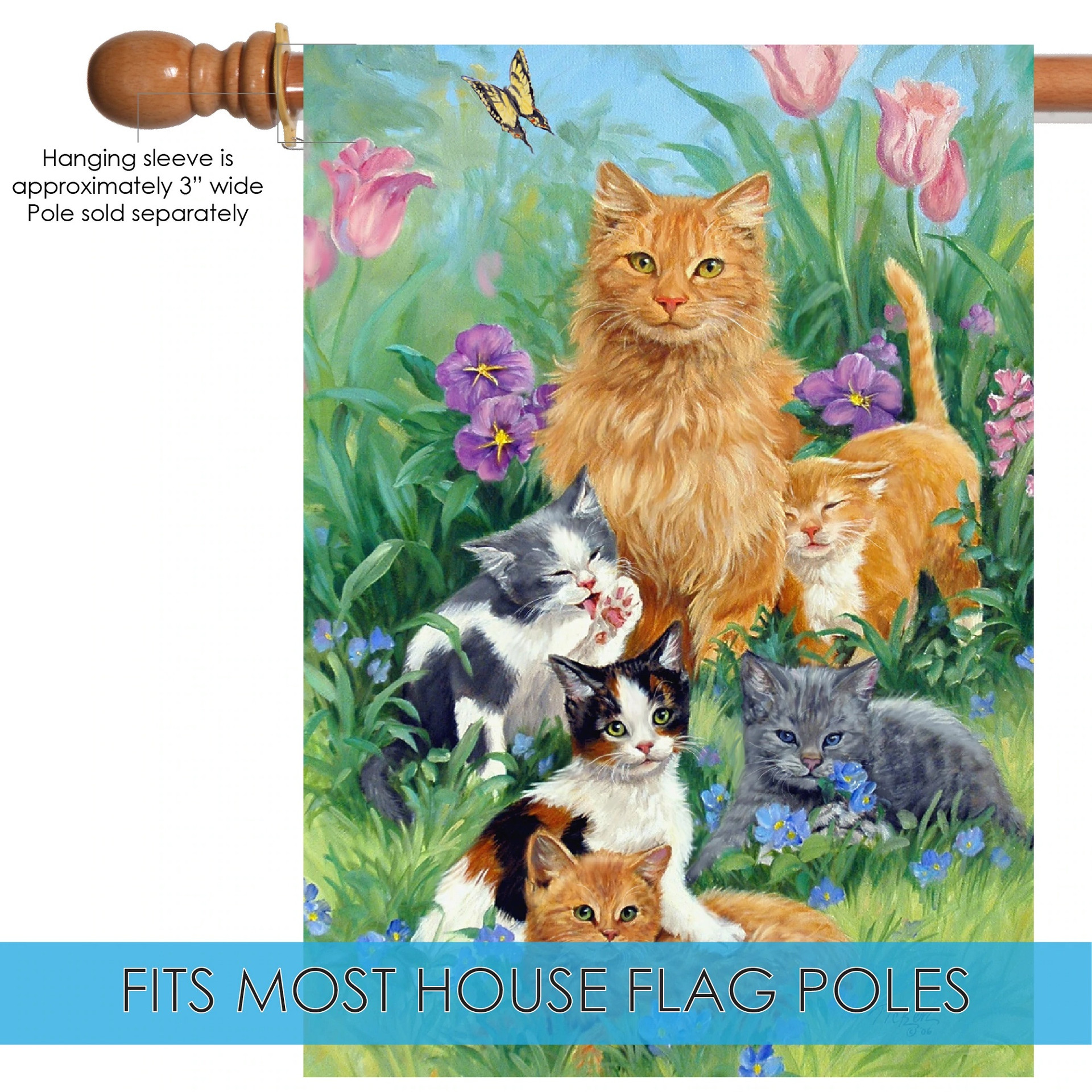 Meadow Cats Outdoor House Flag 40" x 28" | Christmas Central