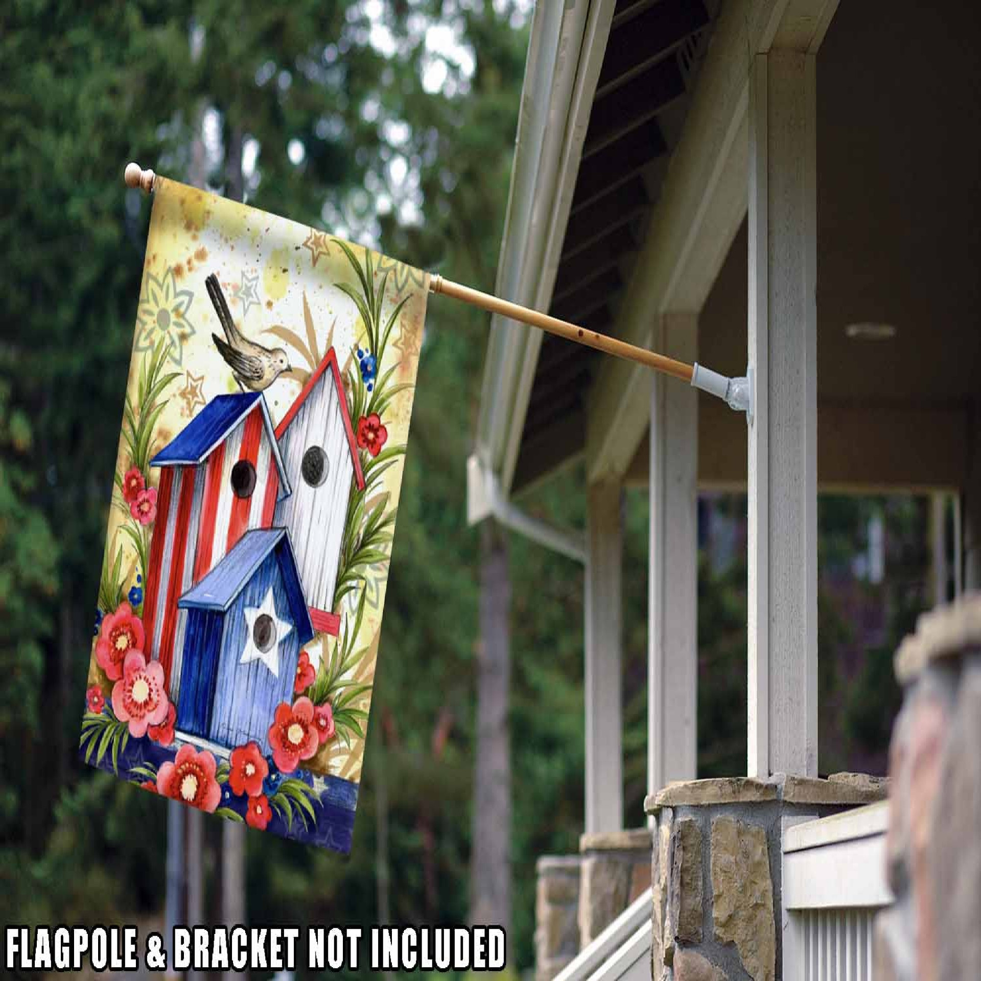 Birdhouse Trio Outdoor House Flag 40" x 28" | Christmas Central