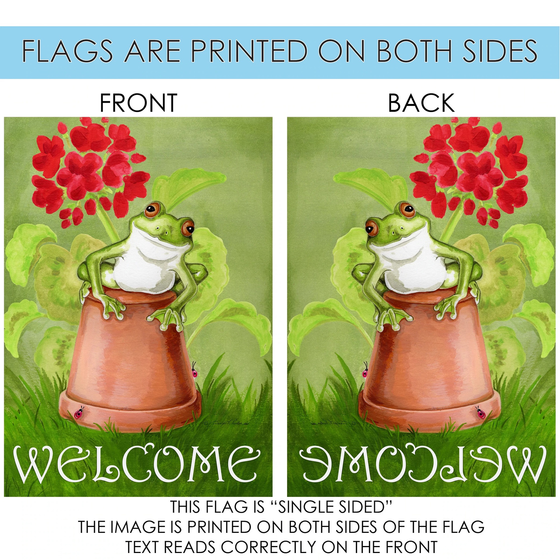 Potted Frog Outdoor House Flag 40" x 28" | Christmas Central