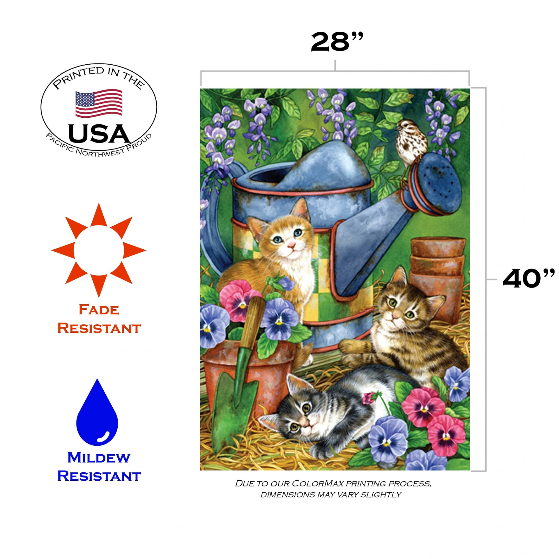 Garden Kitties Rectangular Outdoor House Flag 40" x 28" | Christmas Central
