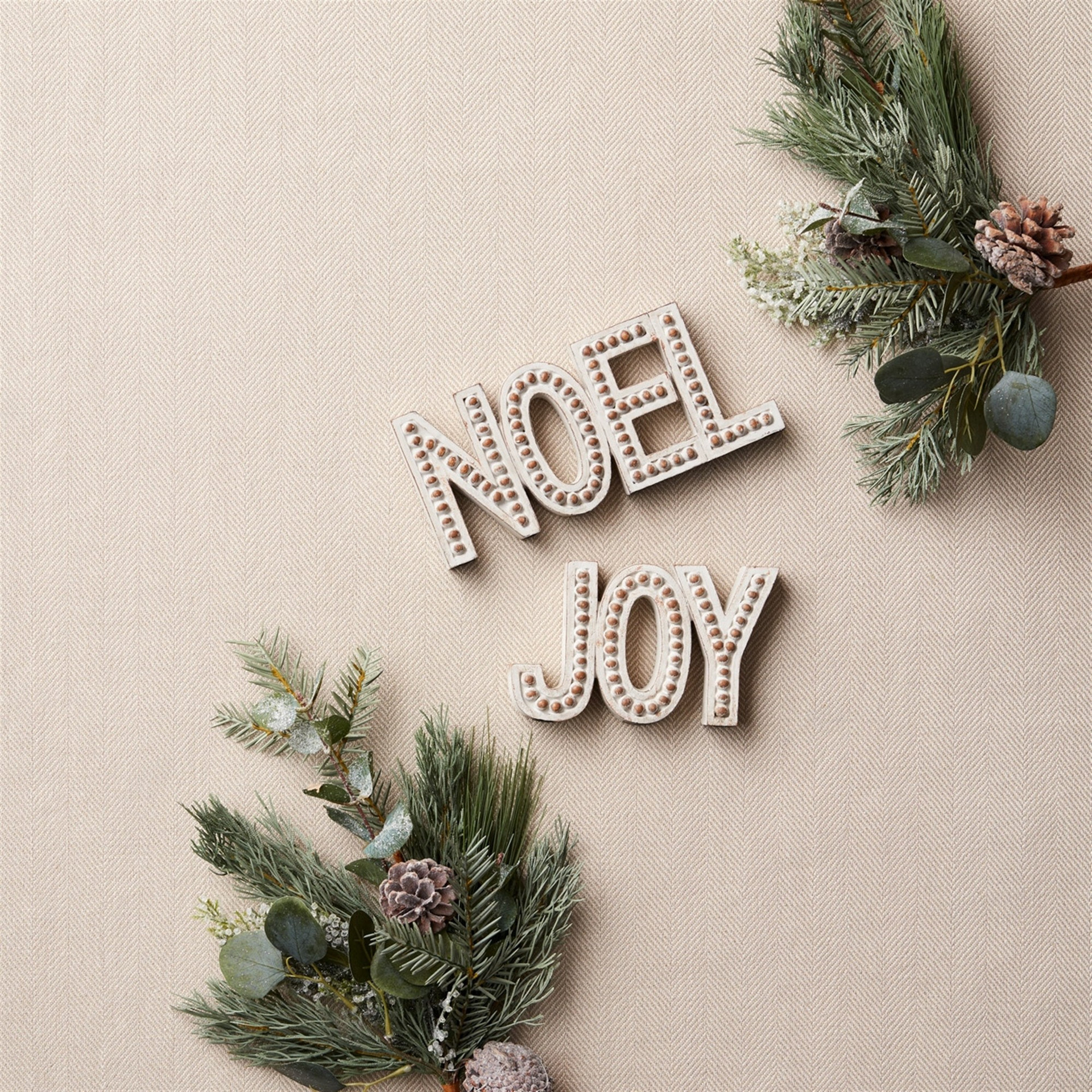 Noel & Joy Christmas Tabletop Decorations - 7" - White & Brown - Set of ...