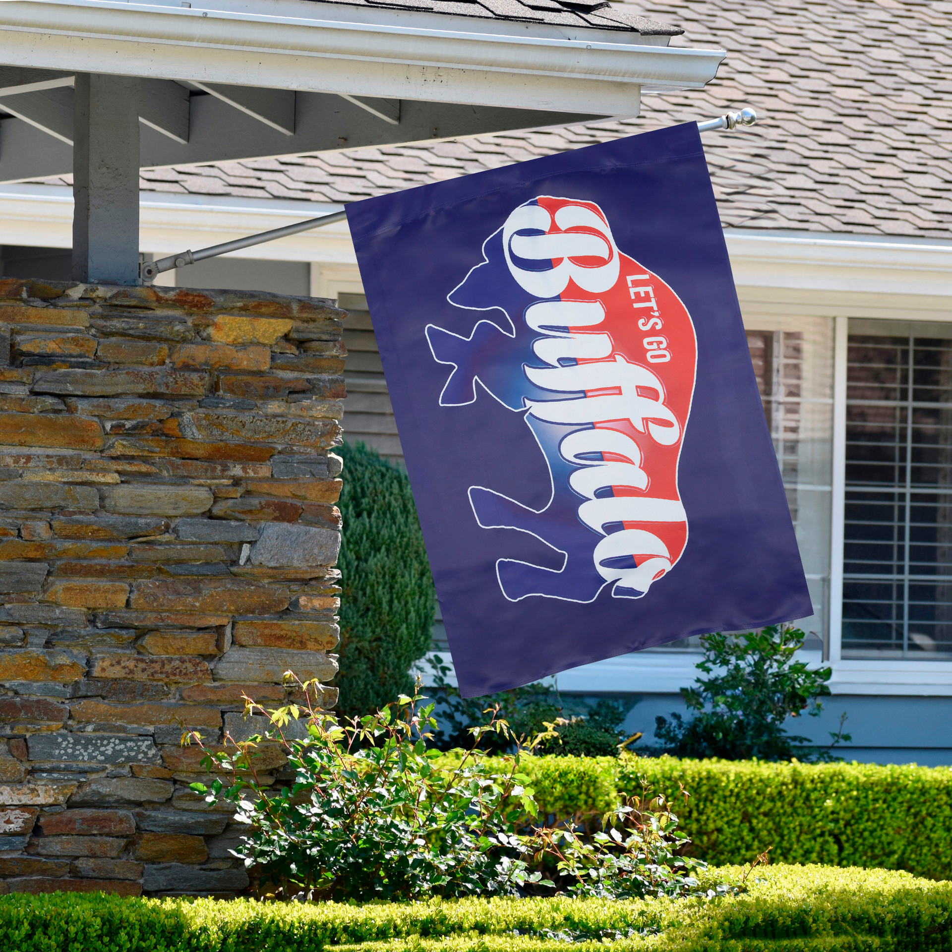 Blue & Red Buffalo Outdoor House Flag 40" x 28" | Christmas Central