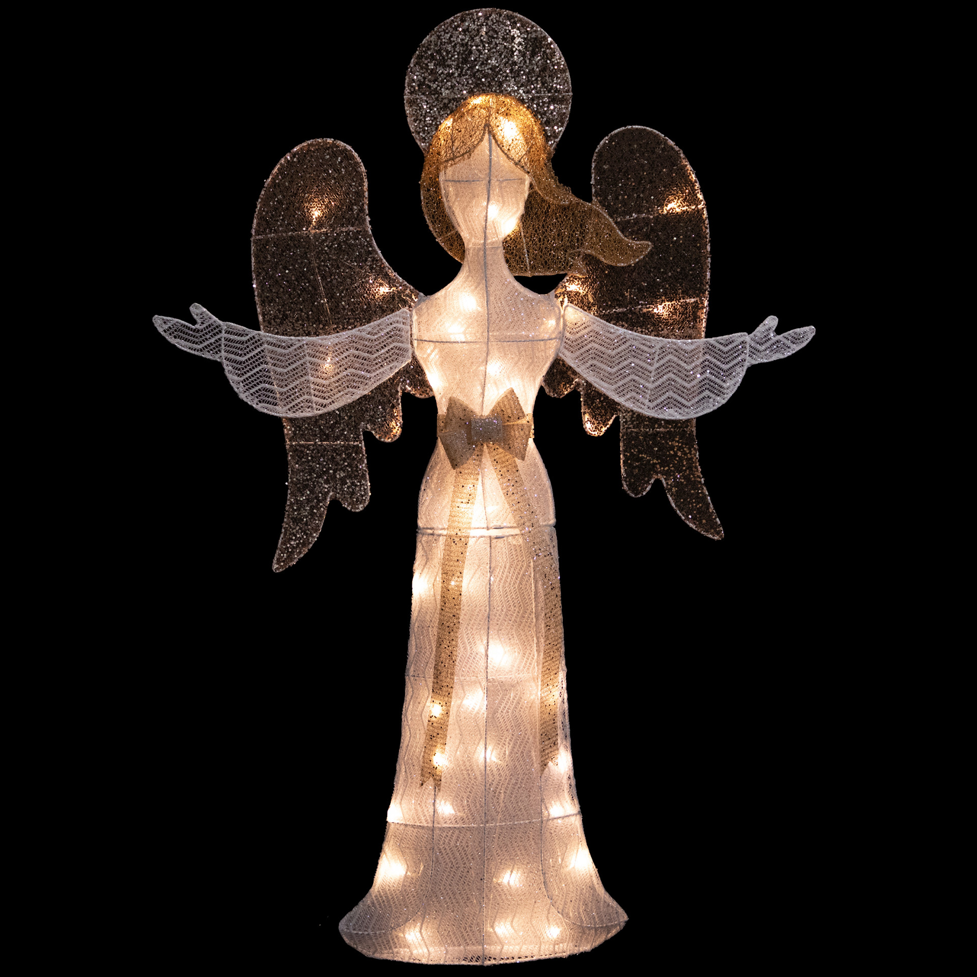 49.25" LED Lighted White & Gold Angel Christmas Decoration | Christmas ...