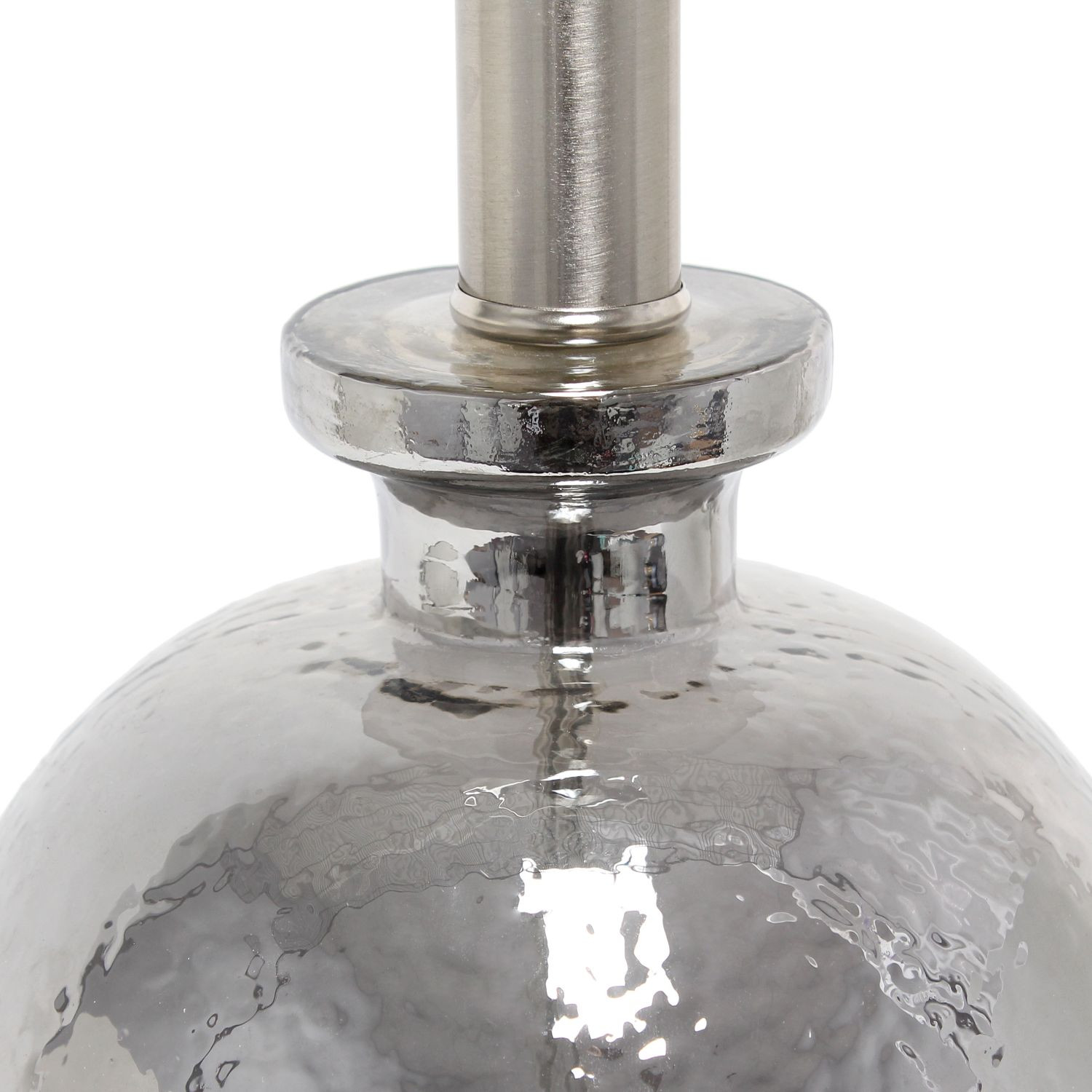 Hammered Glass Jar Table Lamp with Drum Shade - 20" - White & Silver ...