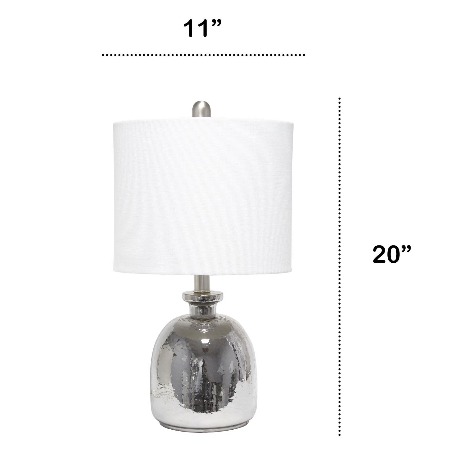 Hammered Glass Jar Table Lamp with Drum Shade - 20" - White & Silver ...